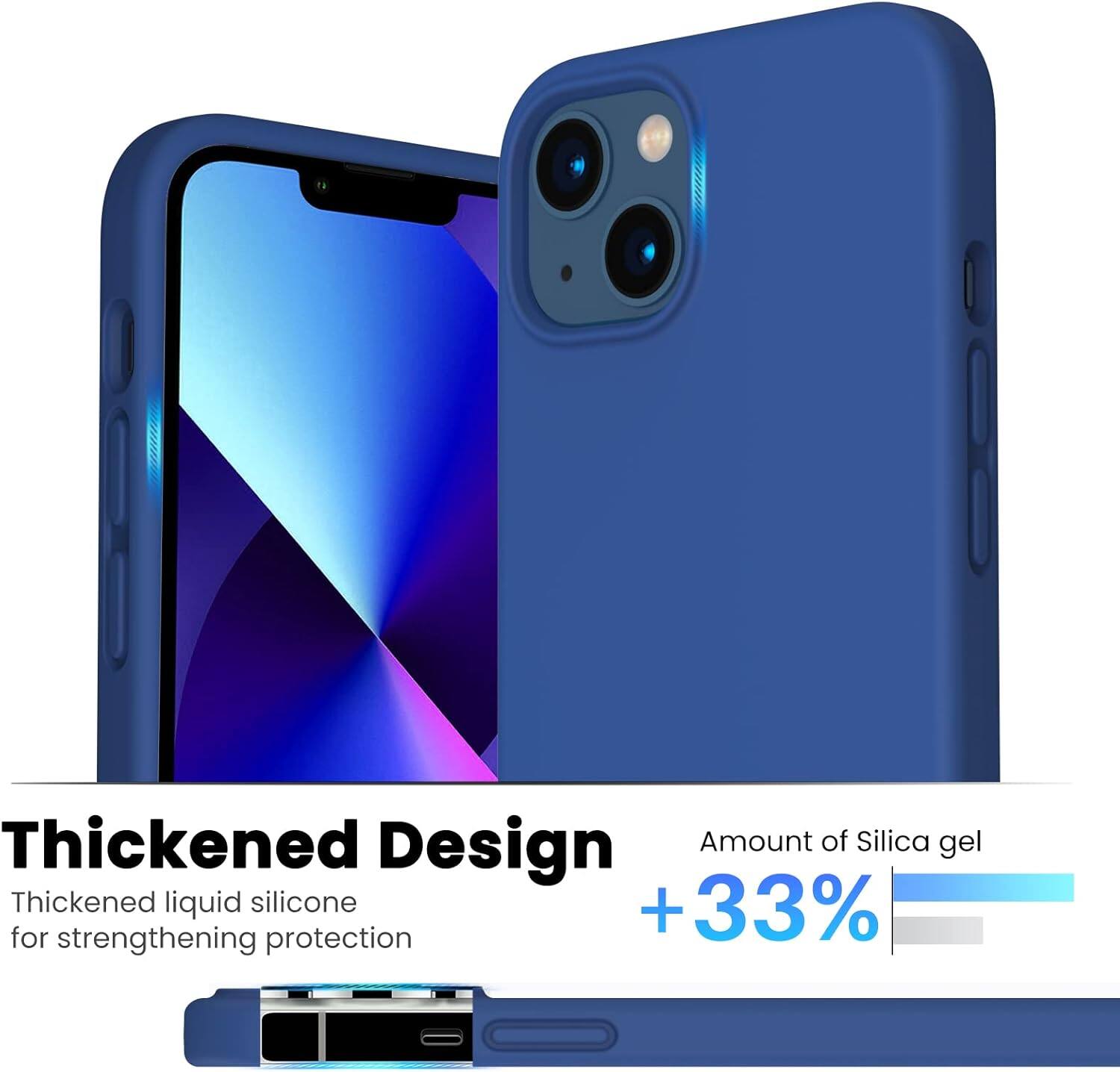 Ornarto Shockproof Liquid Silicone Designed for iPhone 13 Case Anti ...