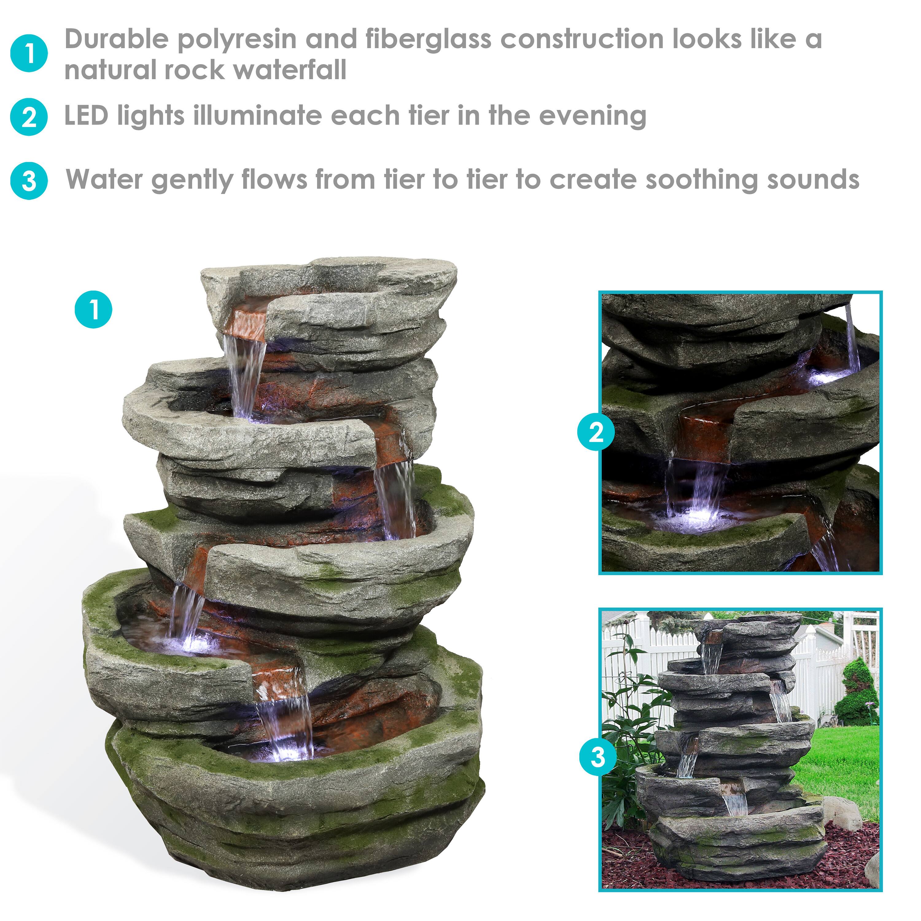 Sunnydaze Lighted Cobblestone Waterfall Fountain with LED Lights 31 in ...