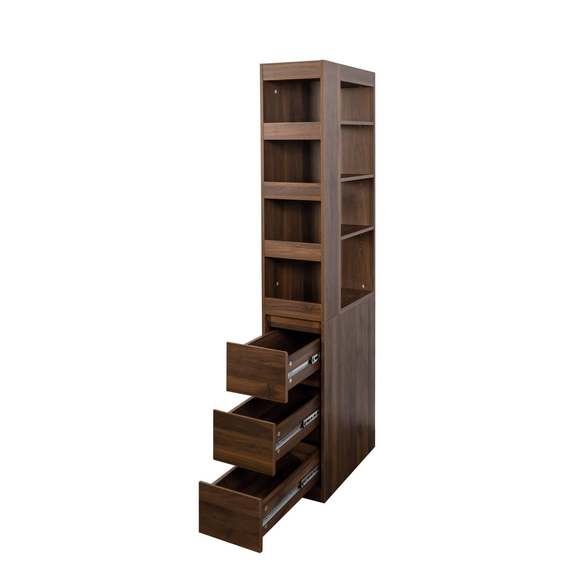 APRILSOUL 71H Display Cabinet 4 Tier 3 Drawers 4 Shelves Wooden Living ...