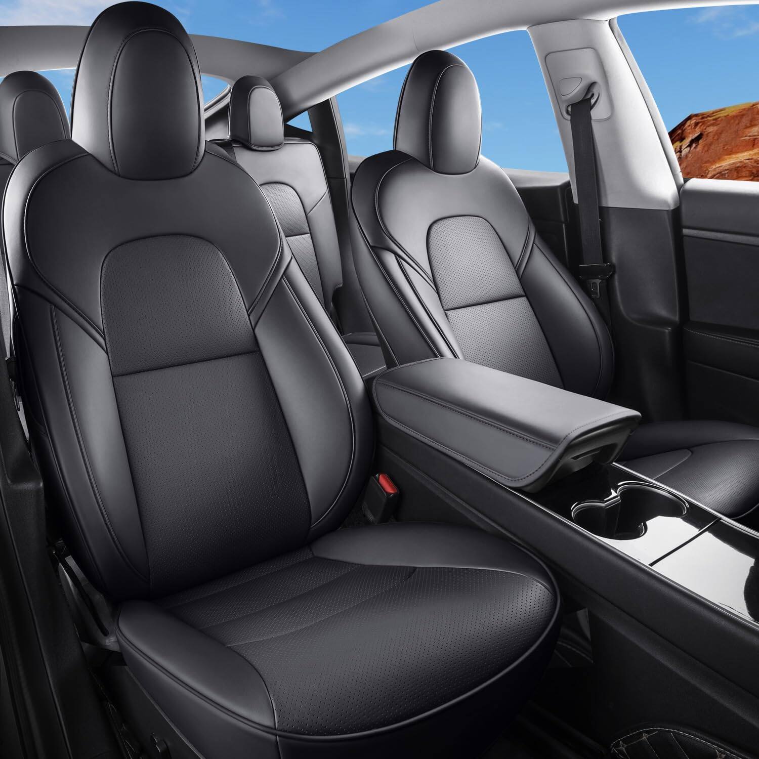 COTTAGE Model Y Car Seat Covers Nappa Leather Interior Airbag ...