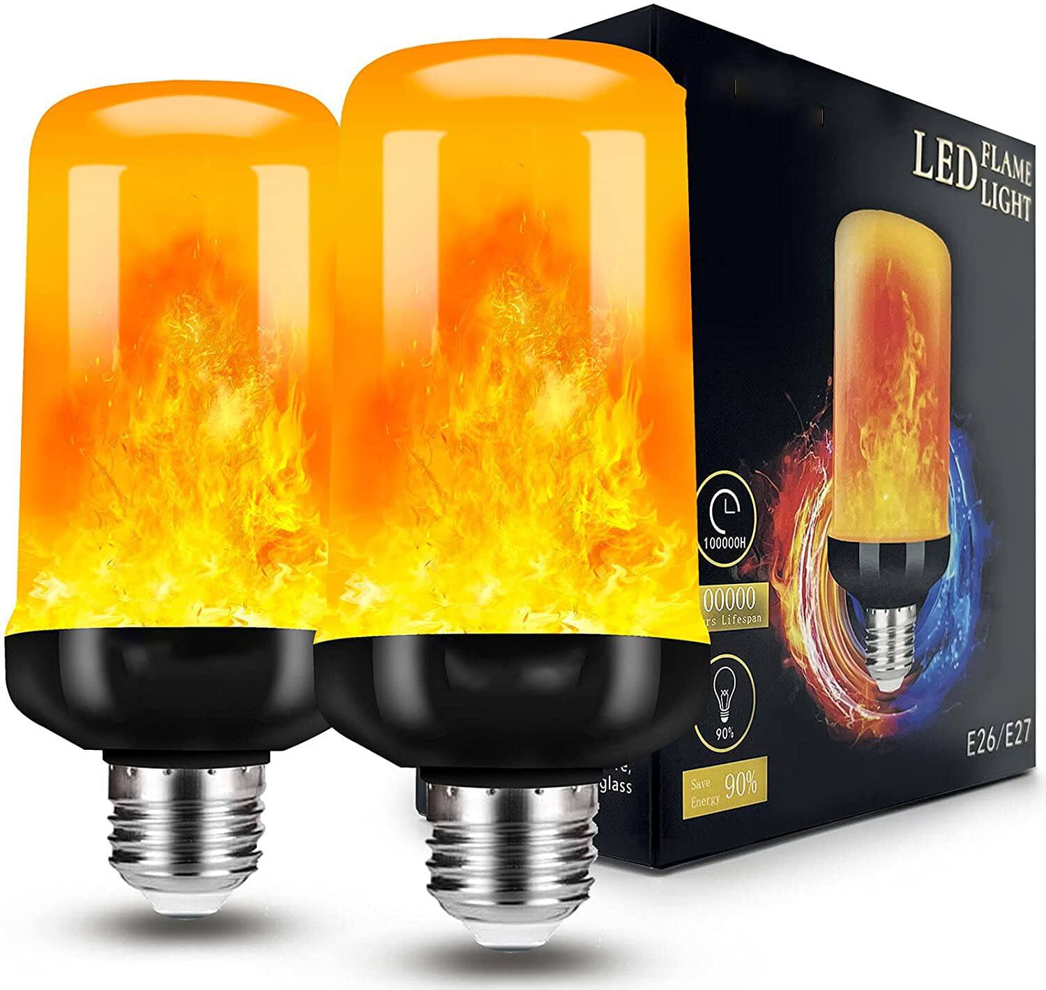 GlowWise Dynamic Flickering LED Flame Bulb, 4 Modes & Upside Down ...
