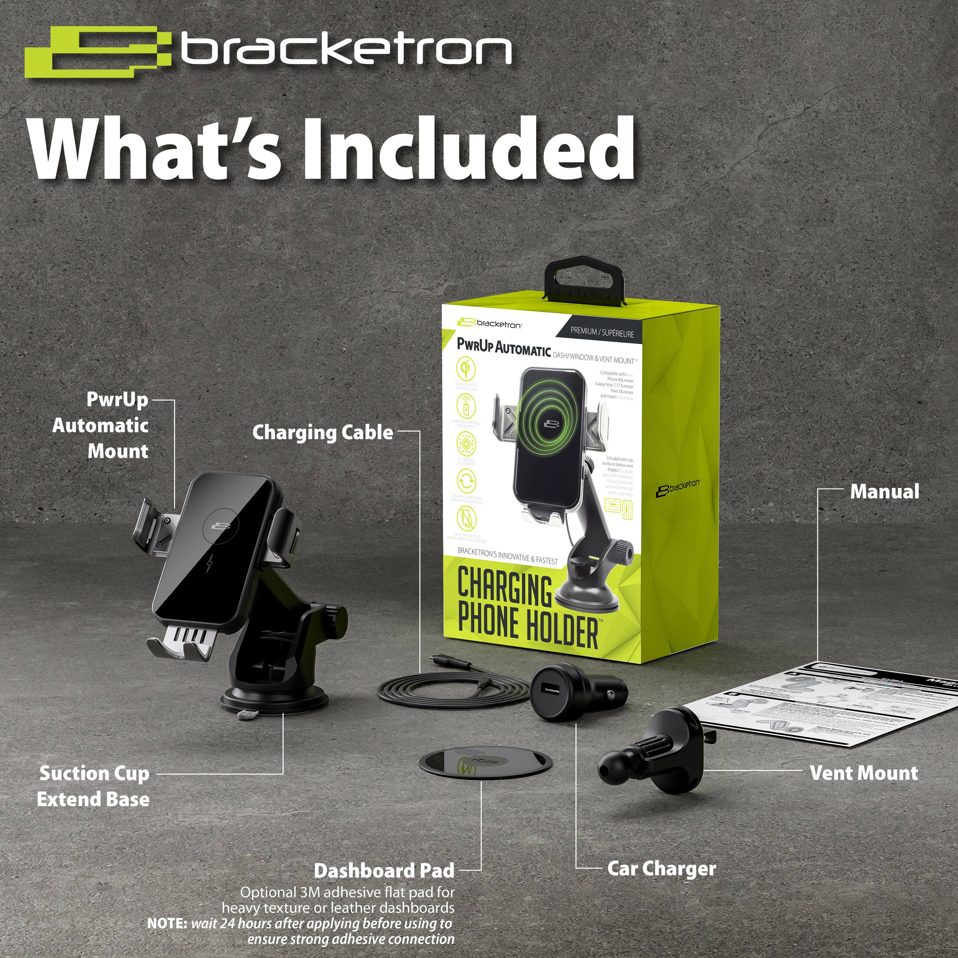 Bracketron PwrUp Auto 15W Qi Fast Wireless Charging Cell Phone Mount for Car Dashboard ...