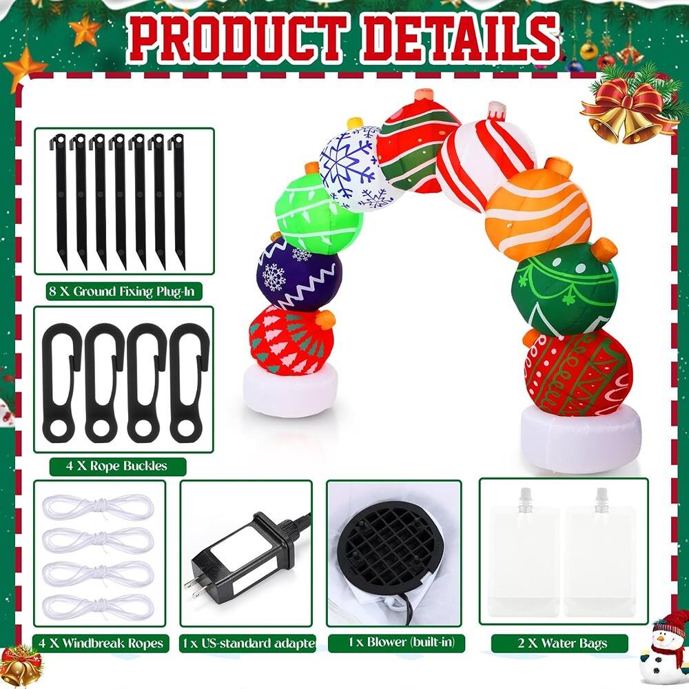 RTMB 8' Inflatable Christmas Archway, LED, Outdoor Holiday Yard Decor ...