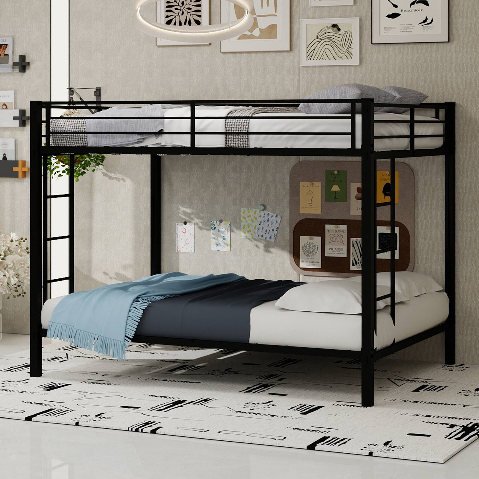 Loheer Full Over Full Bunk Bed Heavy Duty Metal Frame Space Saving ...