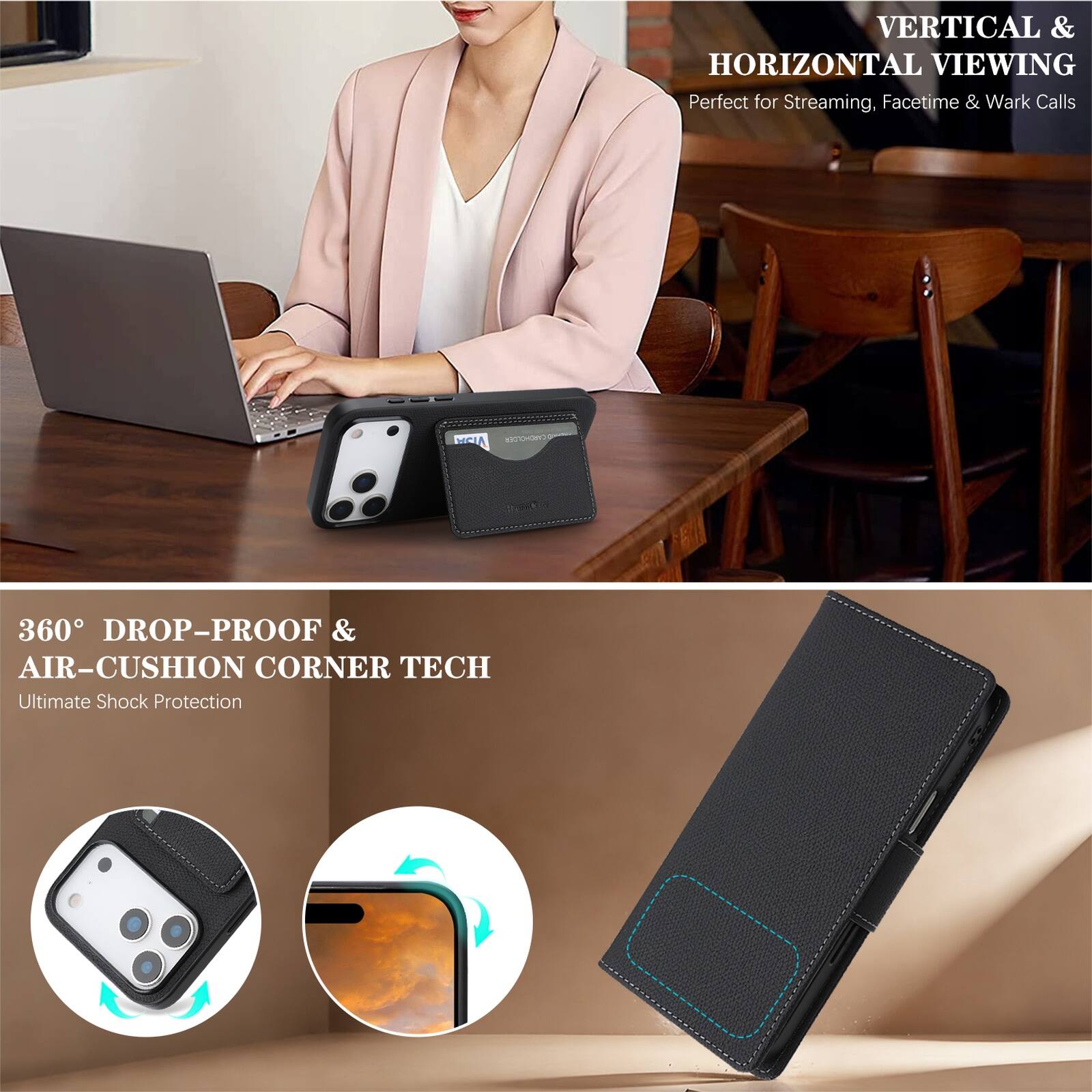 Dteck 2 in 1 Detachable Wallet Case for Apple iPhone 17 Pro Max, RFID ...