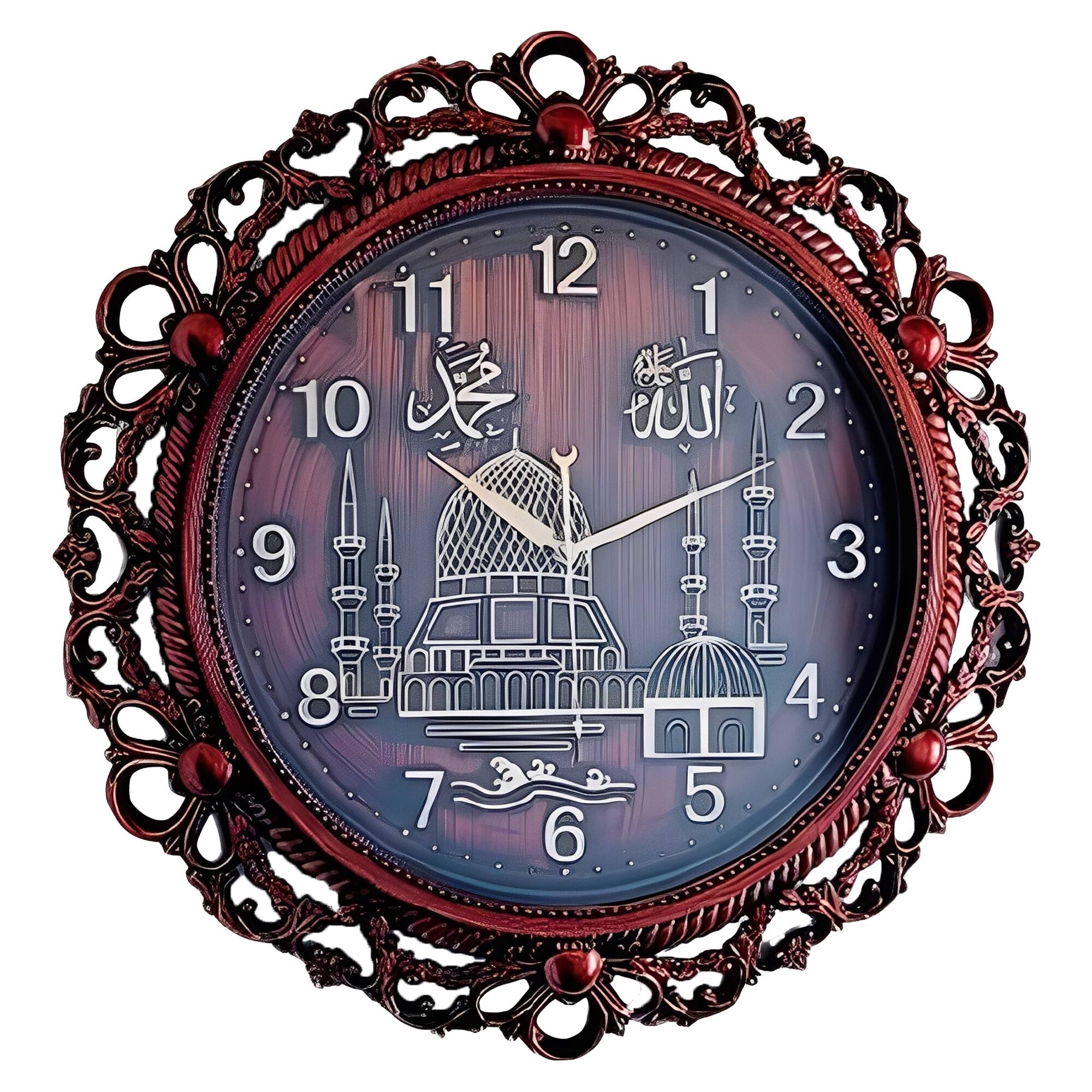 FC Design 21.5"H Brown Vintage Style Mosque Rounded Wall Clock ...