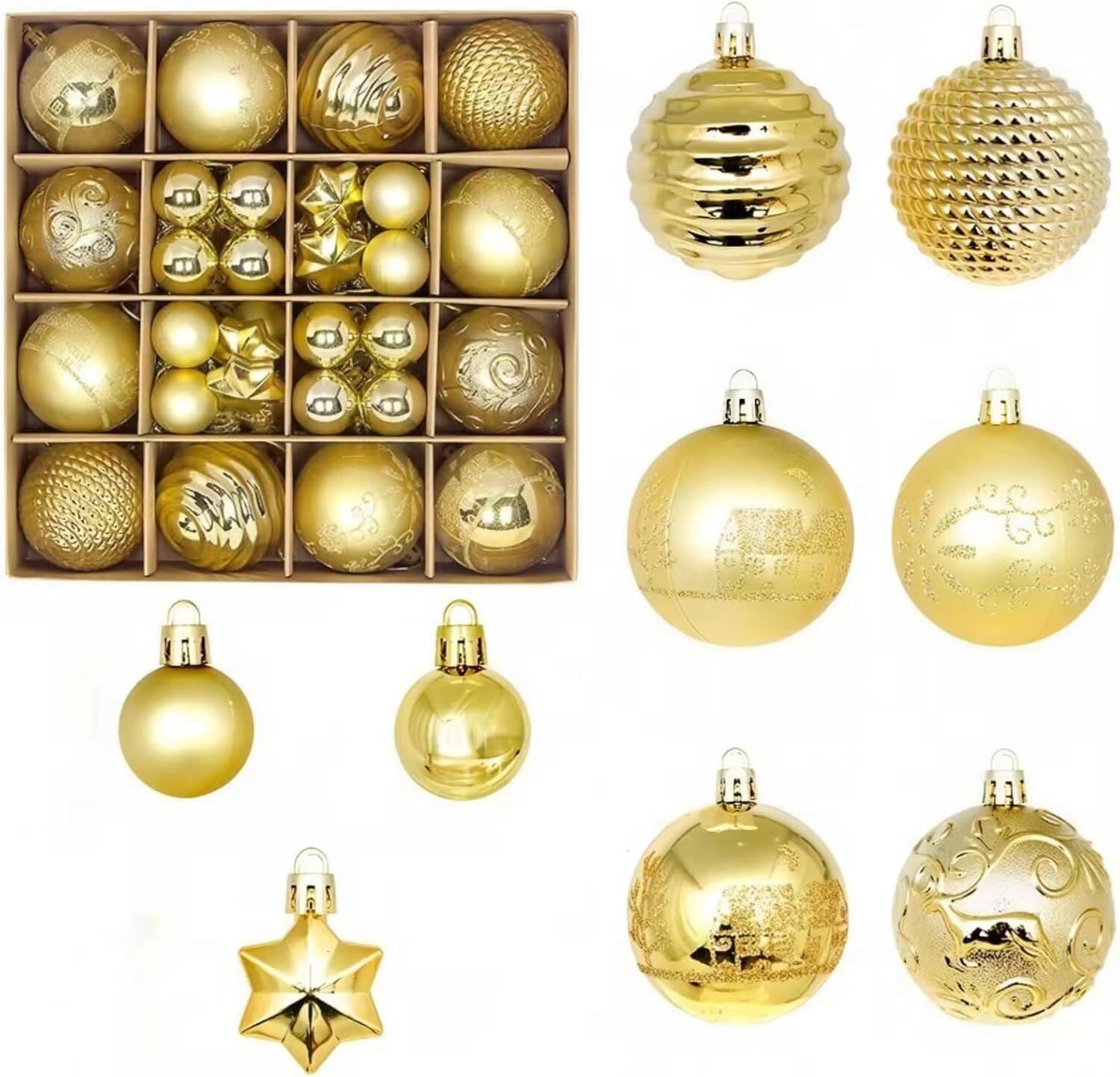 Auledio - Christmas Ornaments Set, 44ct Red Green White Balls Shatterproof Christmas Balls ...