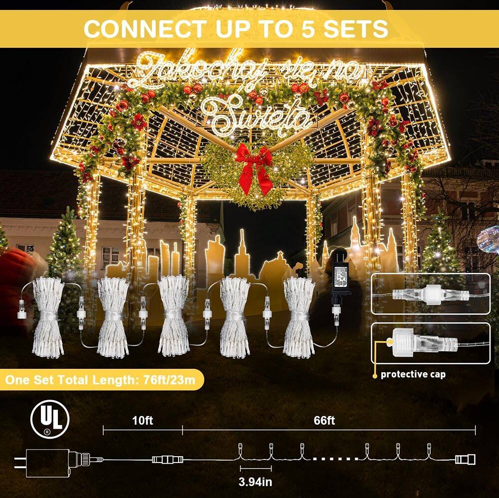 Schertz 66ft Extendable Christmas String Lights Outdoor for Bedroom ...