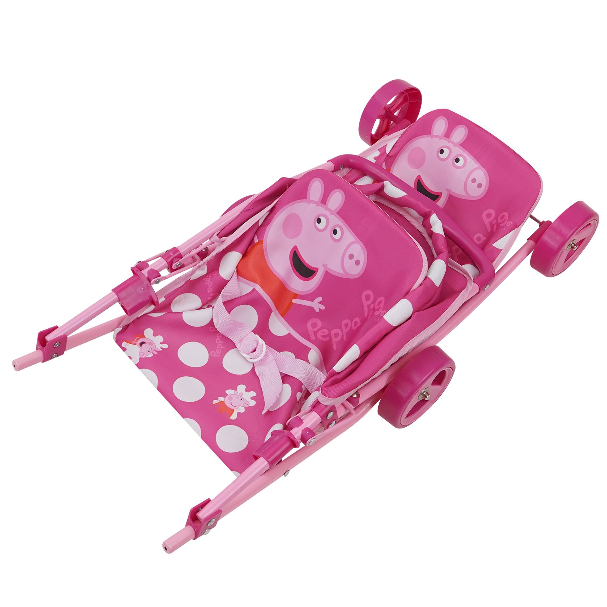 509 Crew Peppa Pig: Doll Twin Stroller in Pink & White Dots ...