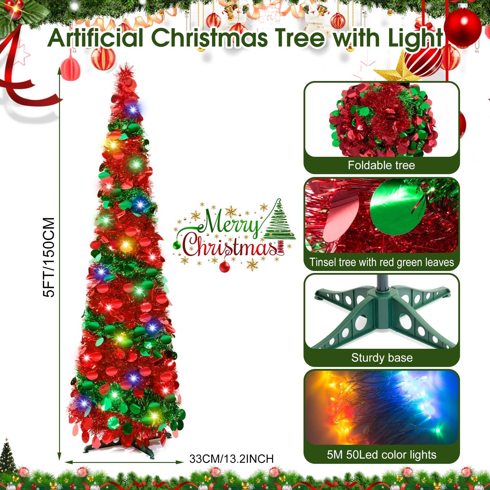 Skar Audio Pop Up Christmas Tree With Lights Collapsible Pencil Skinny ...
