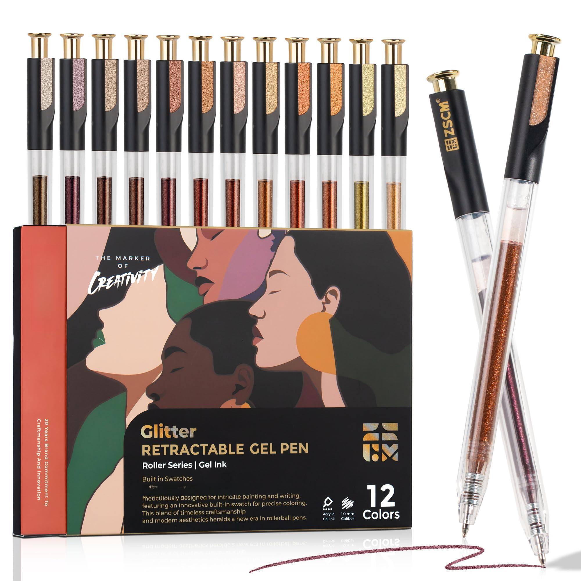 Paradigms Interiors Retractable Glitter Gel Pens 12 Capacity Skin Tone ...