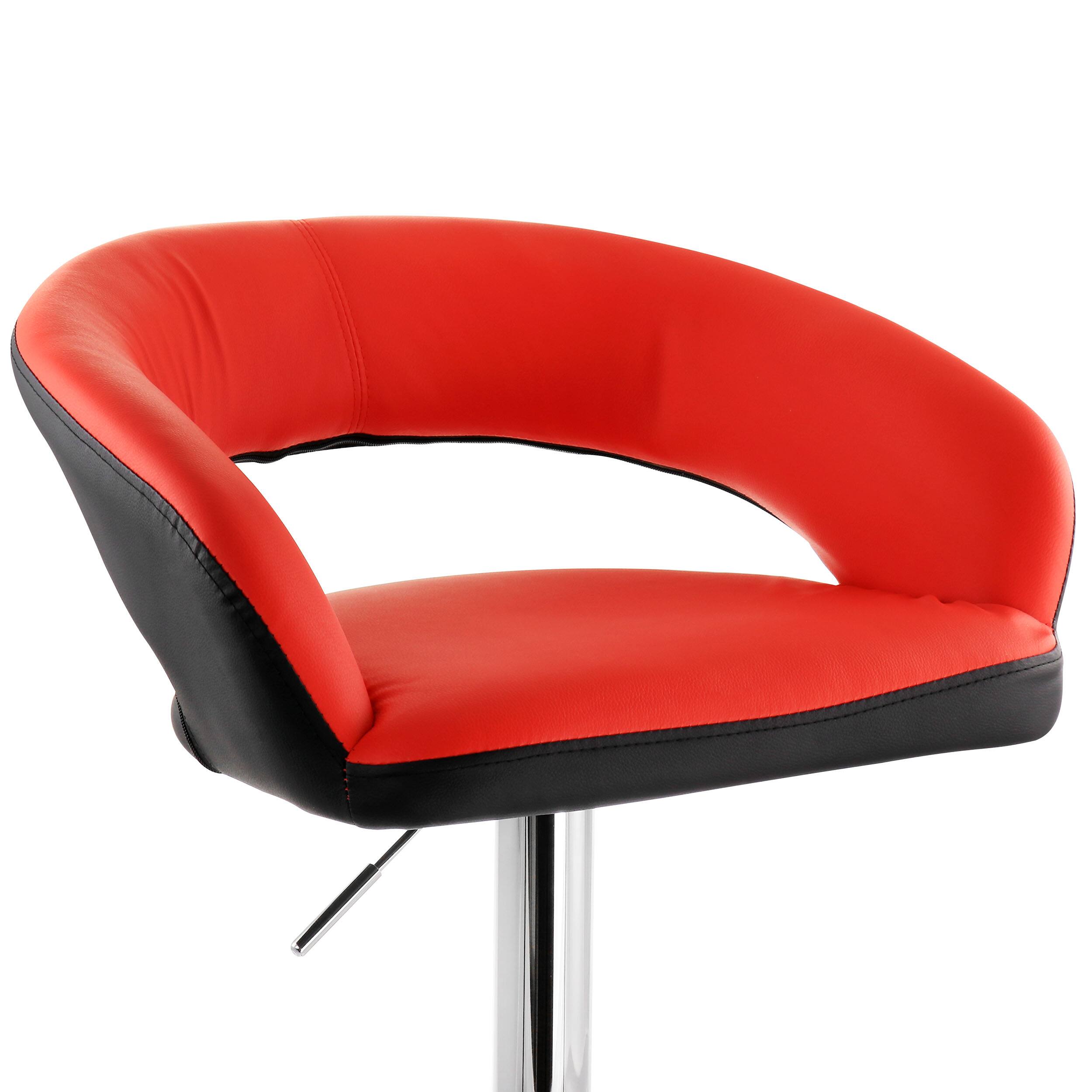 Elama Adjustable Faux Leather Open Back Bar Stool Red and Black ...