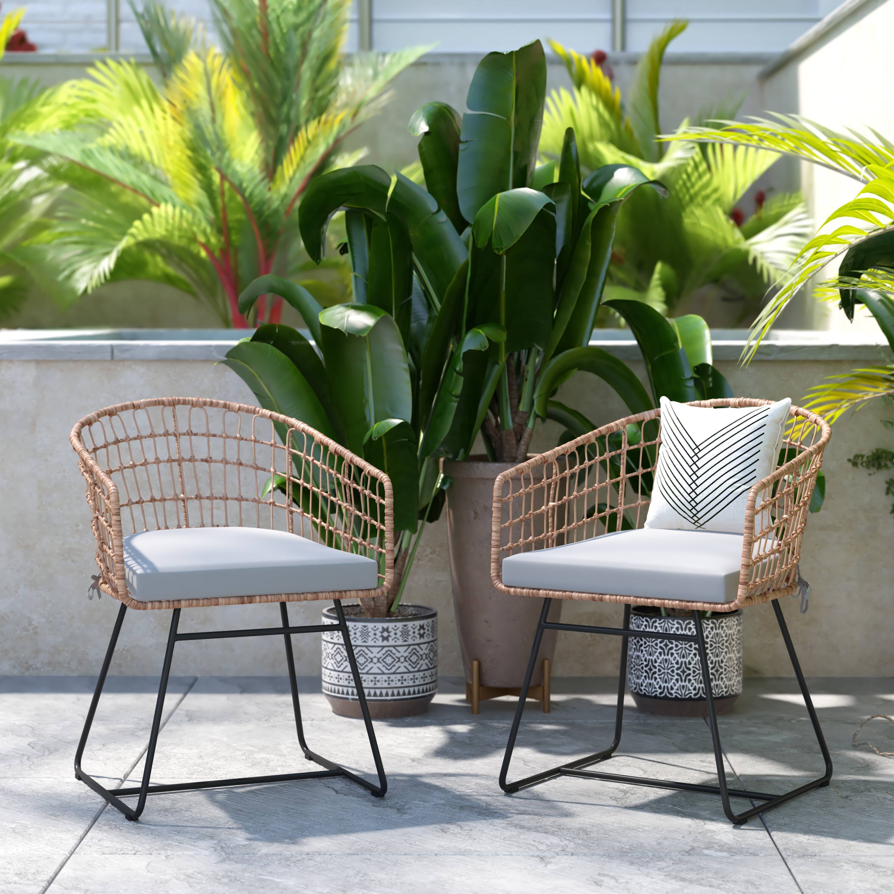 Emma + Oliver Ari Set of Two All Weather Faux Rattan Rope Chairs with ...