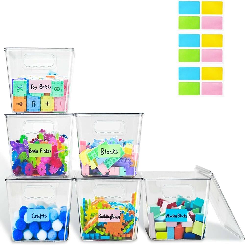 RTMB 6 Pack Clear Plastic Stackable Storage Bins with Lids for Toys ...