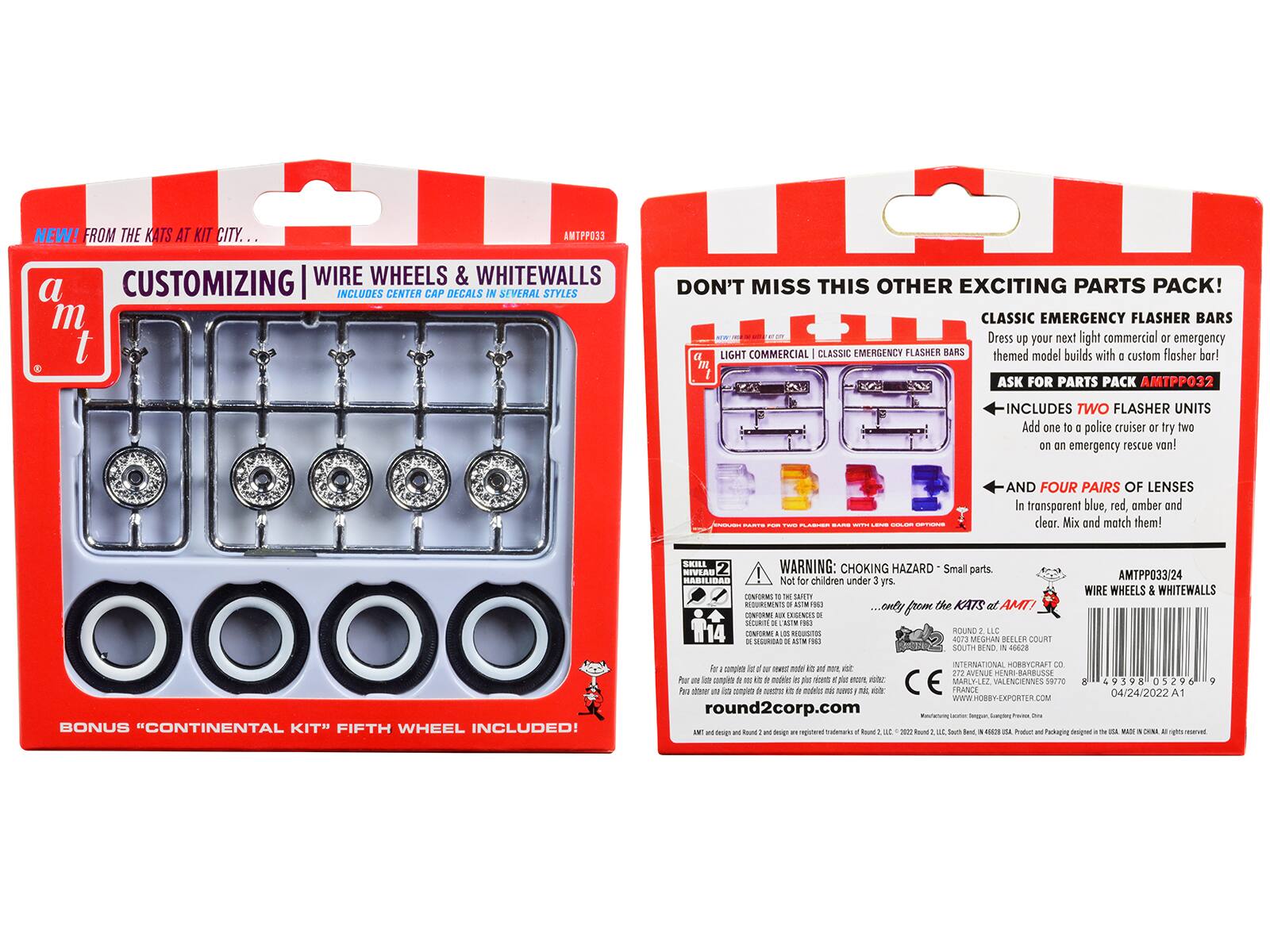Skill 2 Model Kit Wire Wheels and Whitewall Tires Set of 5 Pieces for 1 ...