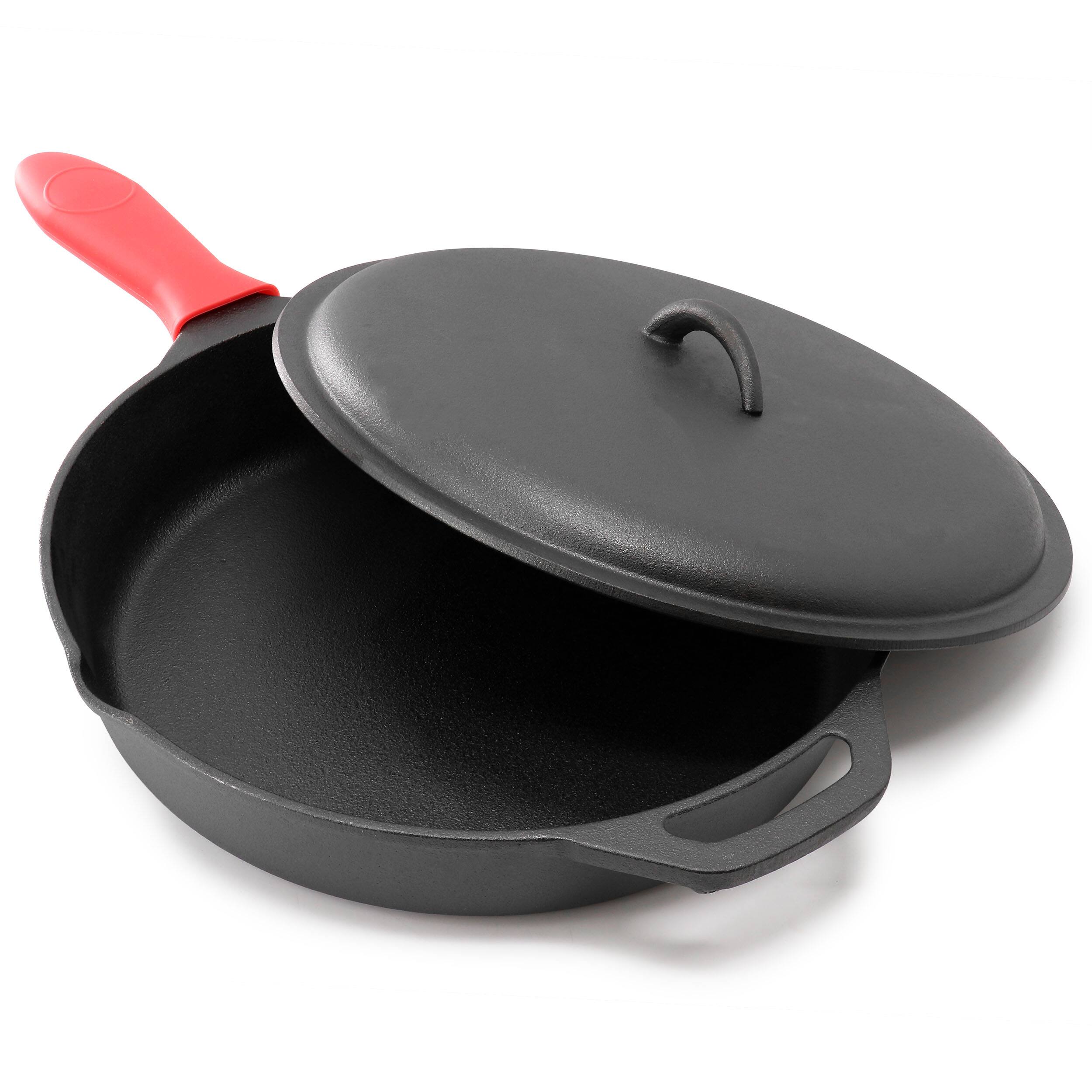 MegaChef 12 Inch Pre Seasoned Cast Iron Skillet with Cast Iron Lid ...
