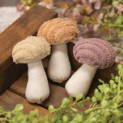 BreeBe Chenille Stuffed Mushroom Ornament 3 Asstd Orange, Purple, Tan ...