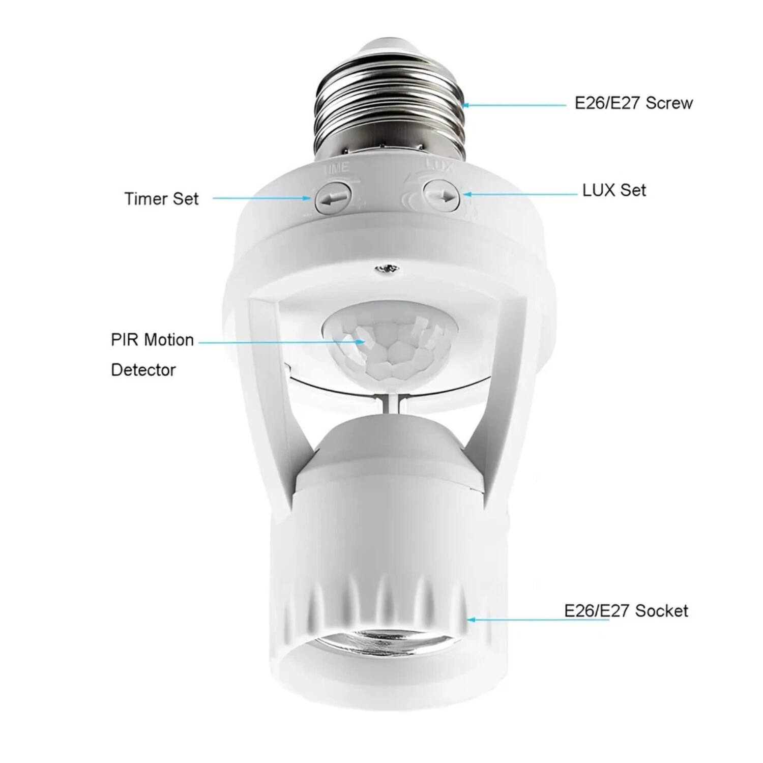 Stock Preferred 1Pack Infrared PIR Motion Sensor E27 Light Bulb Holder Socket Switch PIR-E27-360 ...