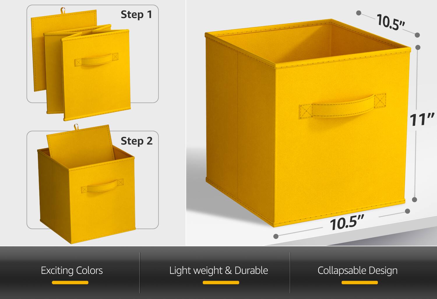 Sorbus 1 Piece 11 Inch Foldable Storage Bins with Handle for Home ...