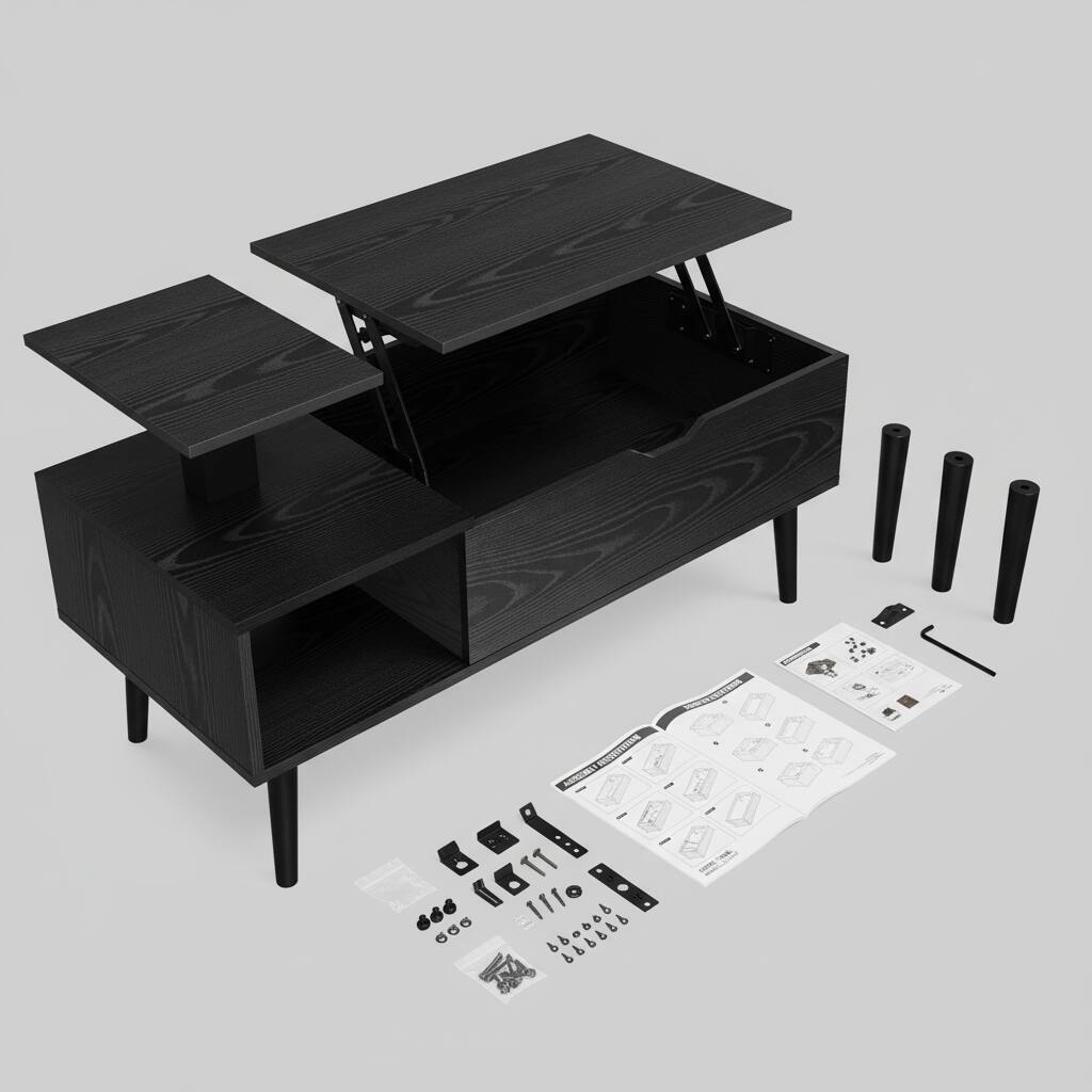 AOITUN Wood Lift Top Coffee Table with Hidden Compartment and Large ...