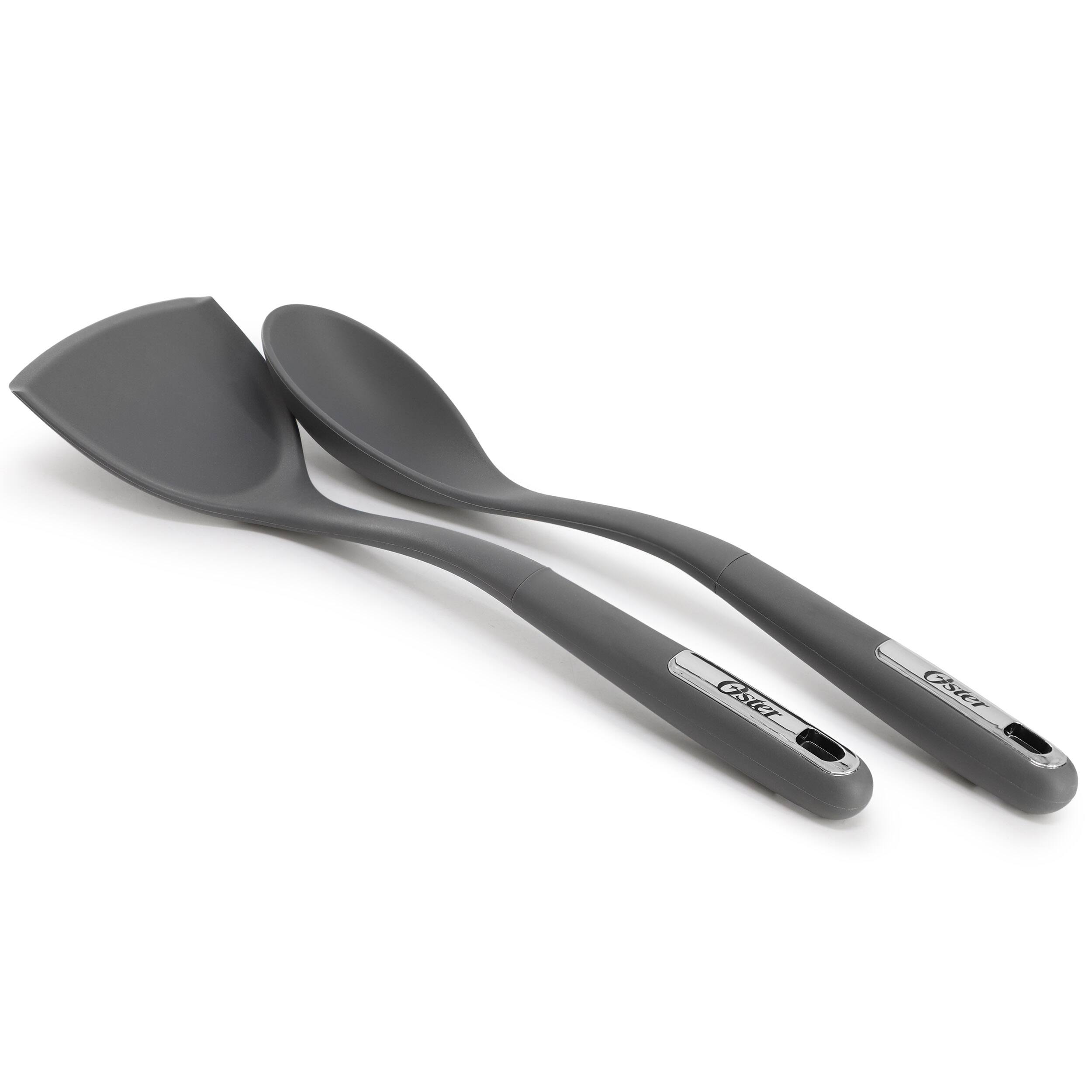 Oster Ridgecrest 2 Piece Silicone Kitchen Tool Serving Spoon and Turner ...