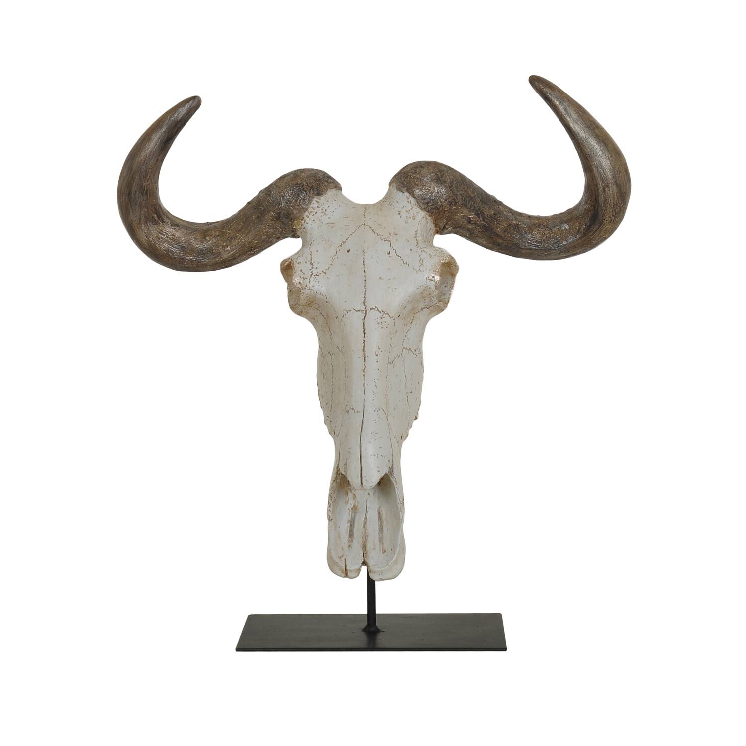 Crestview Collection 17.5 Inches Tall Gnu Head Statue With Stand White ...