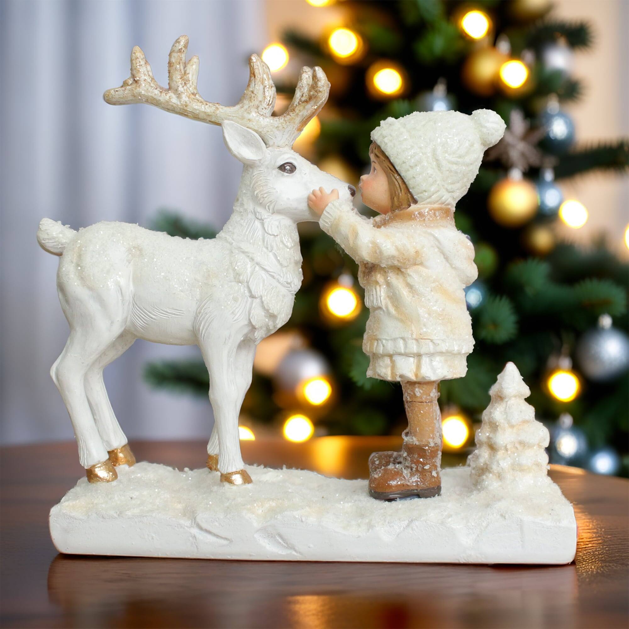OrnamentallyYou Charming Deer and Little Girl Figurine, 7.5" Vintage ...