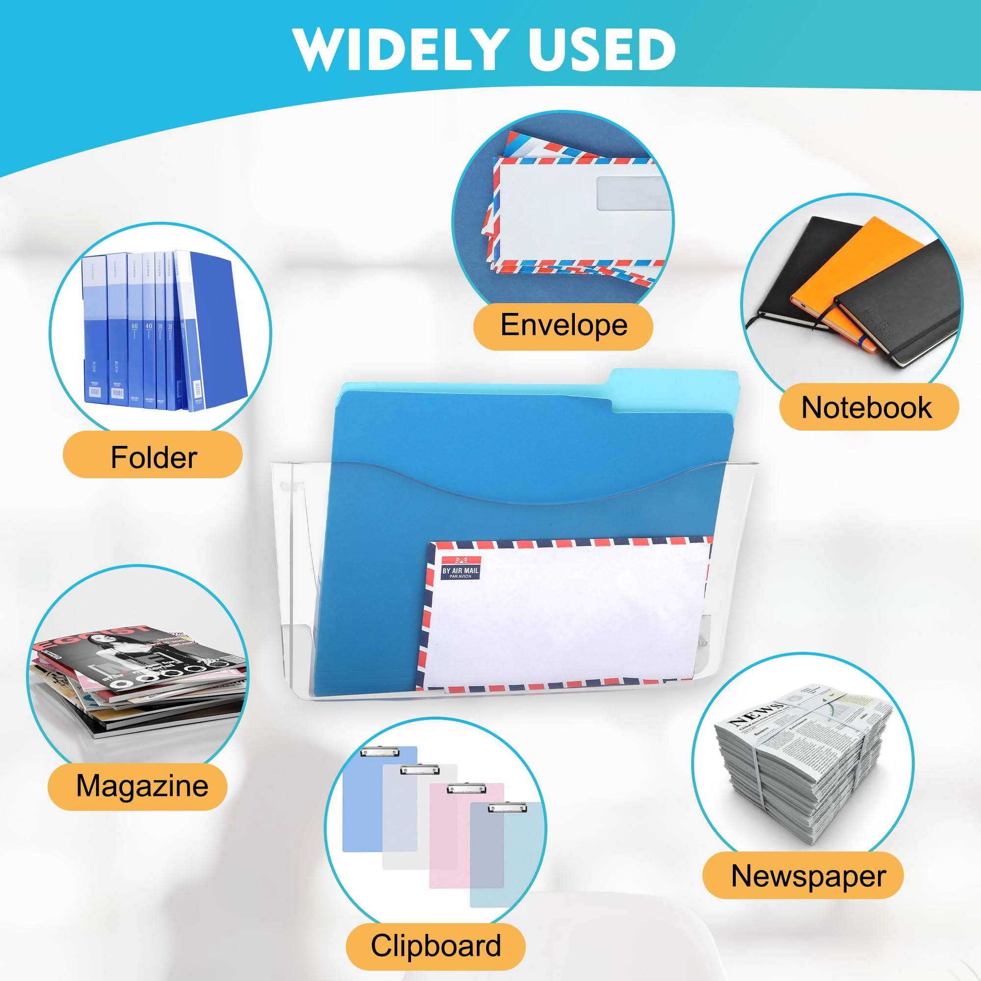 Dapper Styles Clear Single Pocket Hanging File Organizer Plastic Wall ...