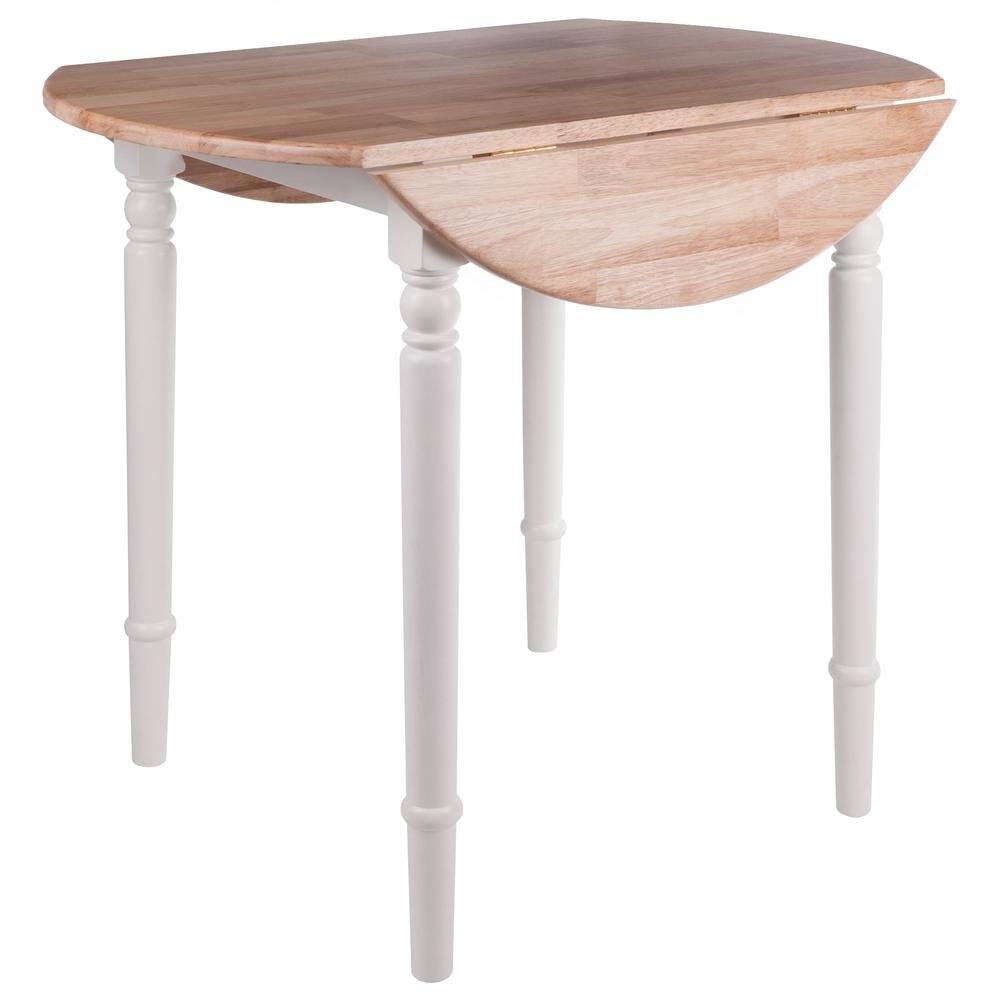 FurniFact Natural White Small Round Drop Leaf Table – Foldable Dining ...
