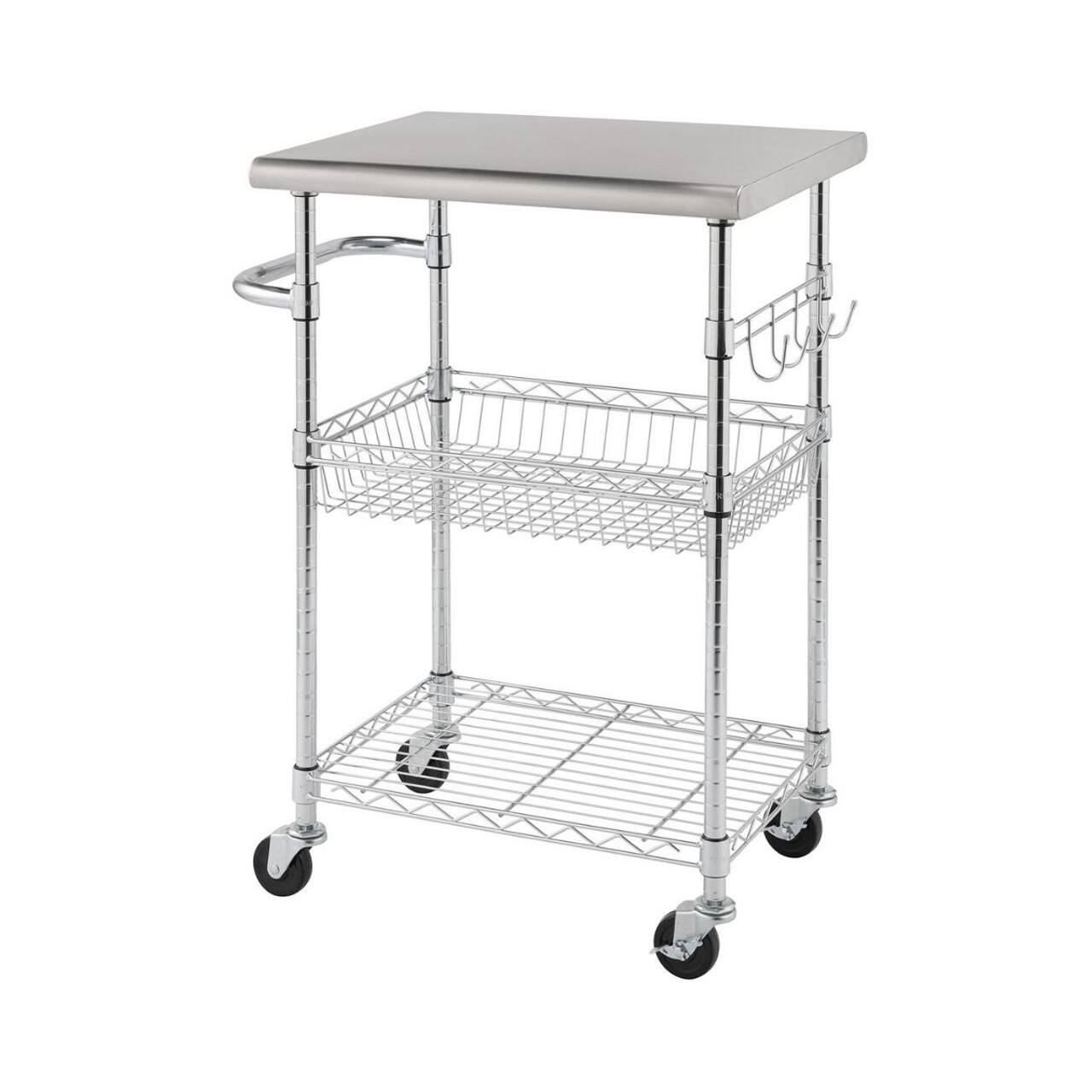 TRINITY EcoStorage 24" Stainless Steel Kitchen Cart NSF Chrome TBFZ ...