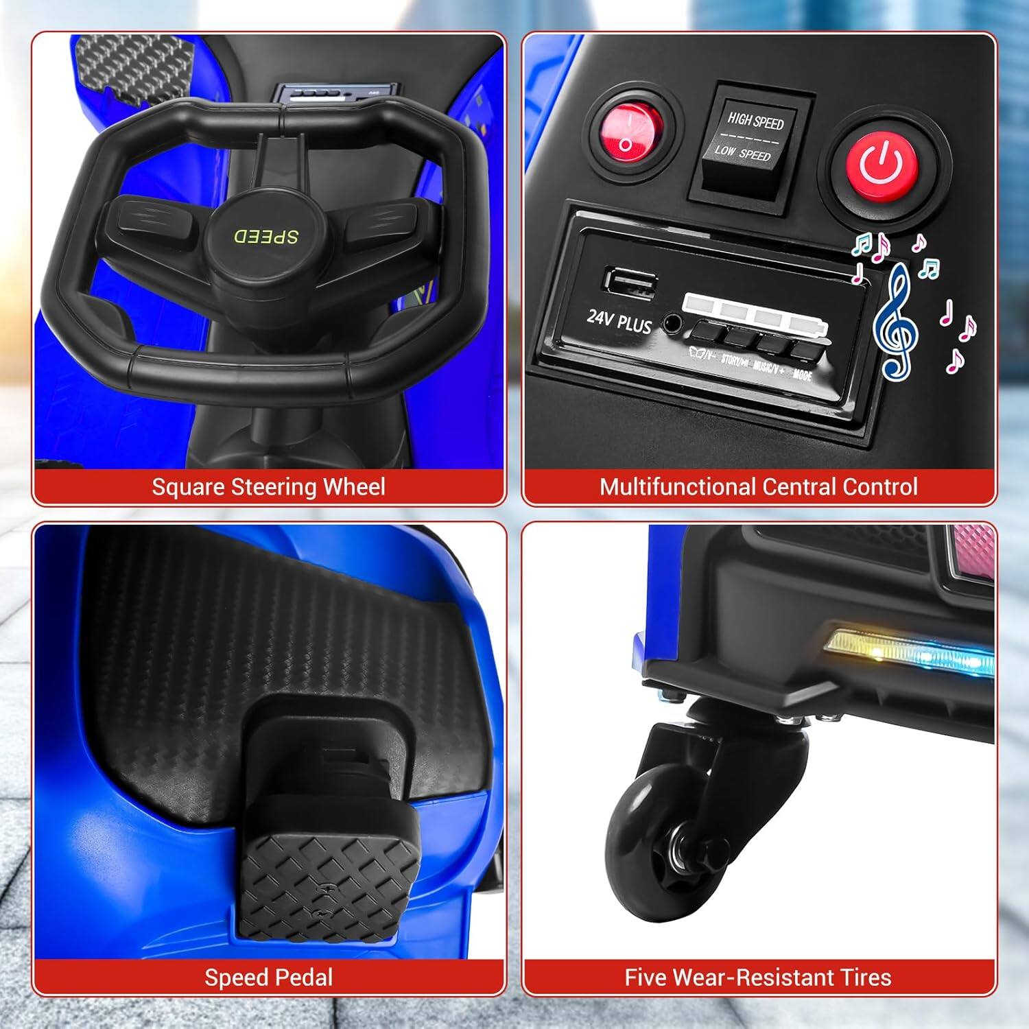 Acekool 24V Kids Ride On Drift Car, 180W Brushless Motor, Adjustable ...