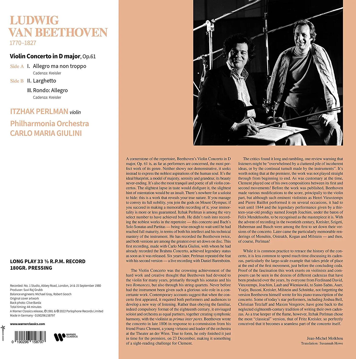 Itzhak Perlman Beethoven: Violin Concerto VINYL LP - Best Buy