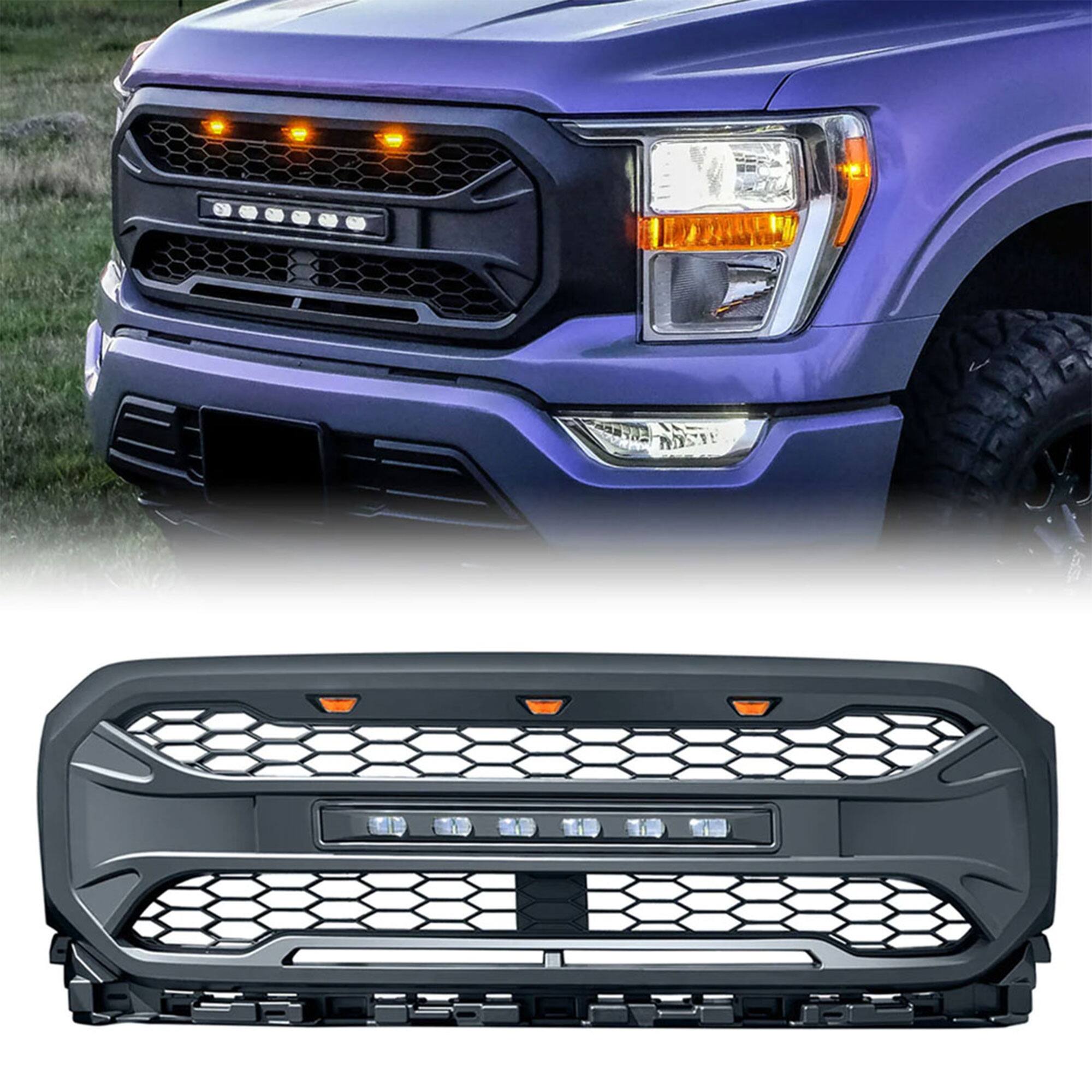 AMERICAN MODIFIED Armor Grille Compatible with 2021 to 2023 Ford F150 ...