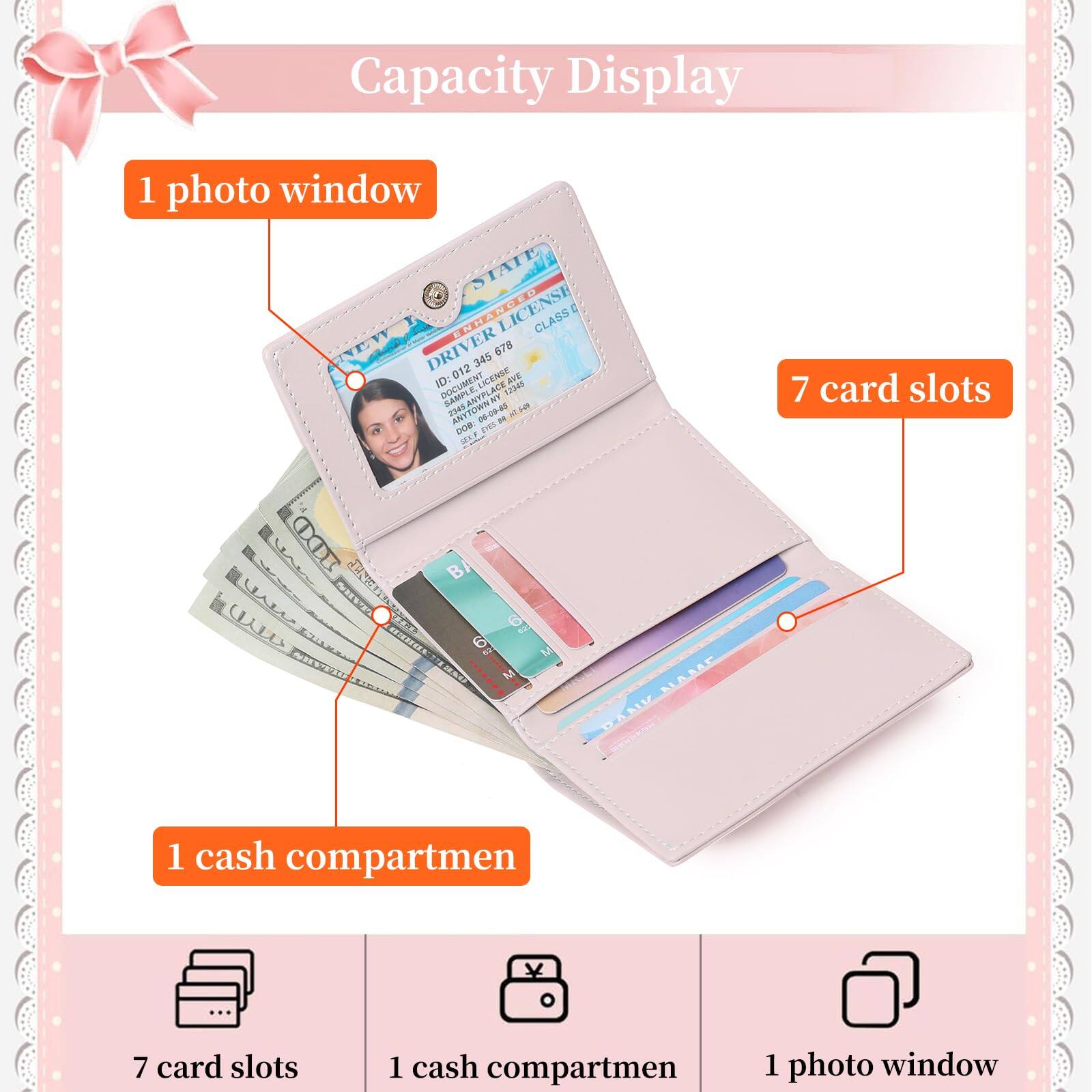 Jadie Link Small Wallets Cute Coquette Bow Wallet Credit Card Holder ...