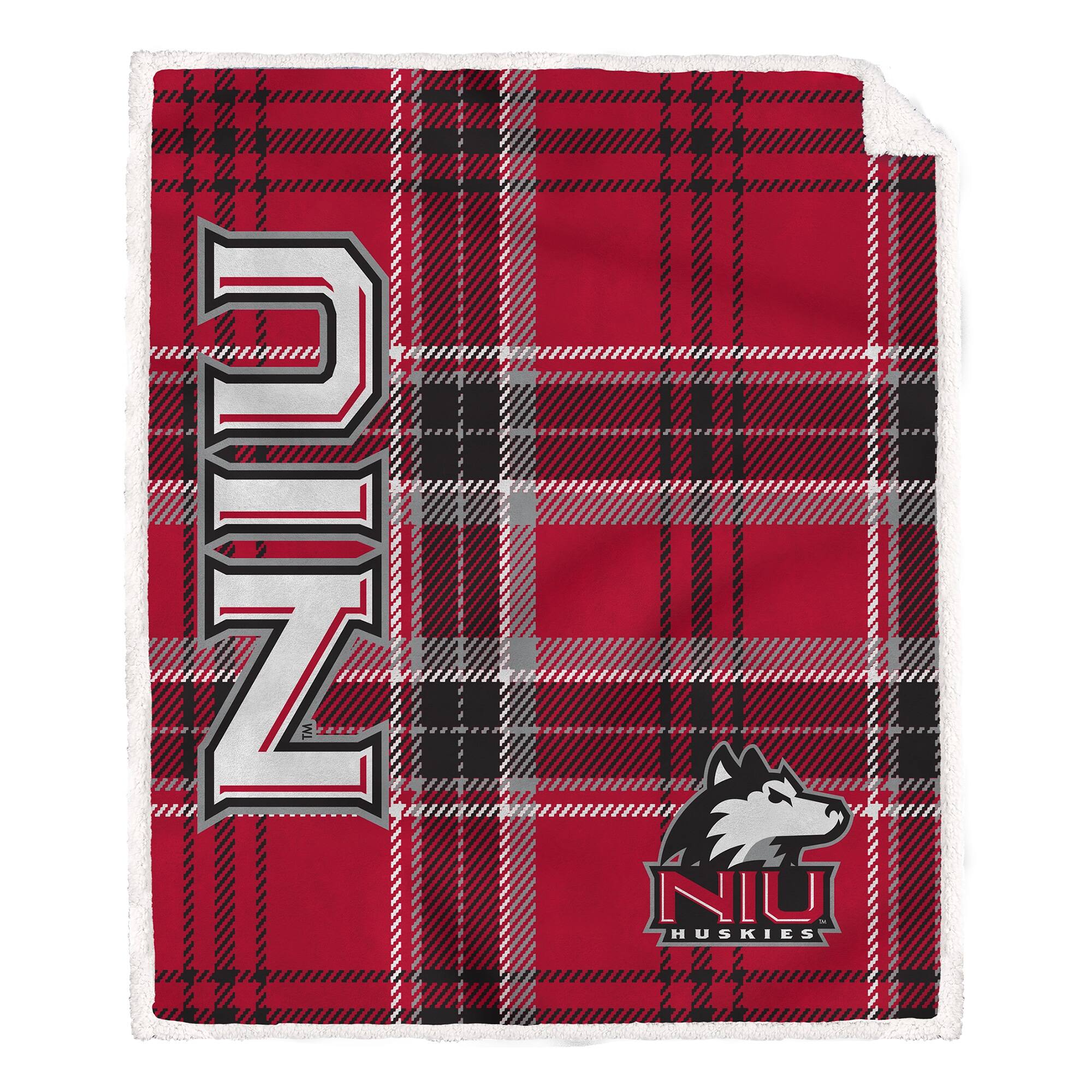 Pegasus Northern Illinois Huskies 50" x 60" Playmaker Plaid Ultra Cozy Sherpa Throw Multicolor ...