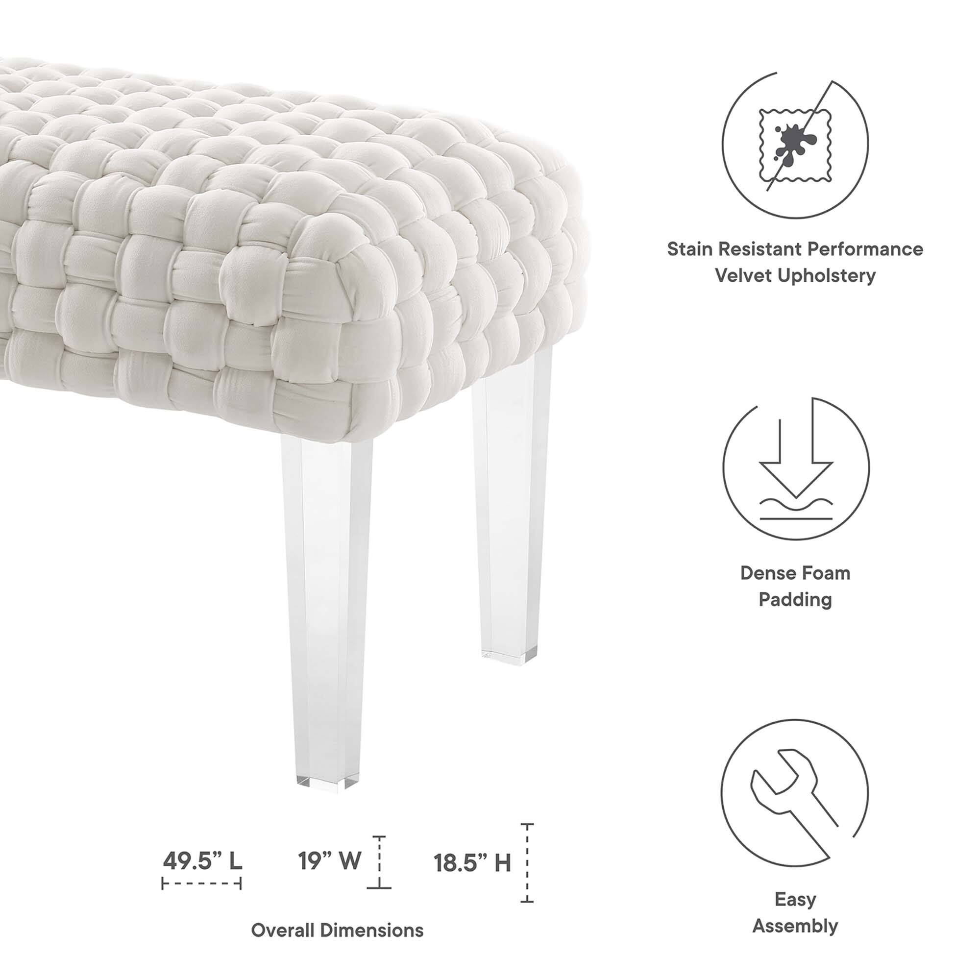 Prologue Woven Performance Velvet Ottoman by Modway EEI 5037 WHI EEI ...
