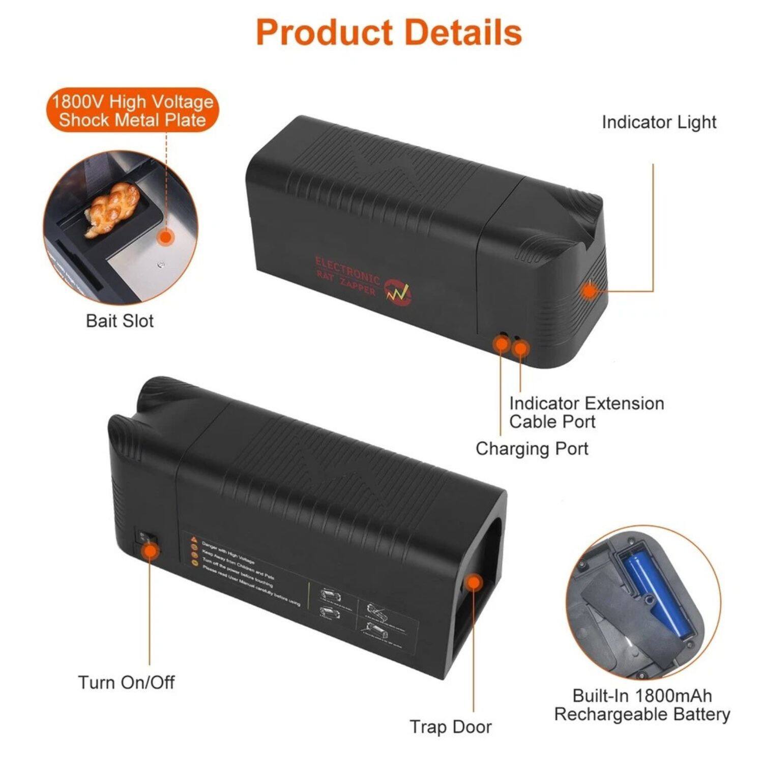 Stock Preferred 1800V Rechargeable Electric Mouse Trap Black IMTK ...