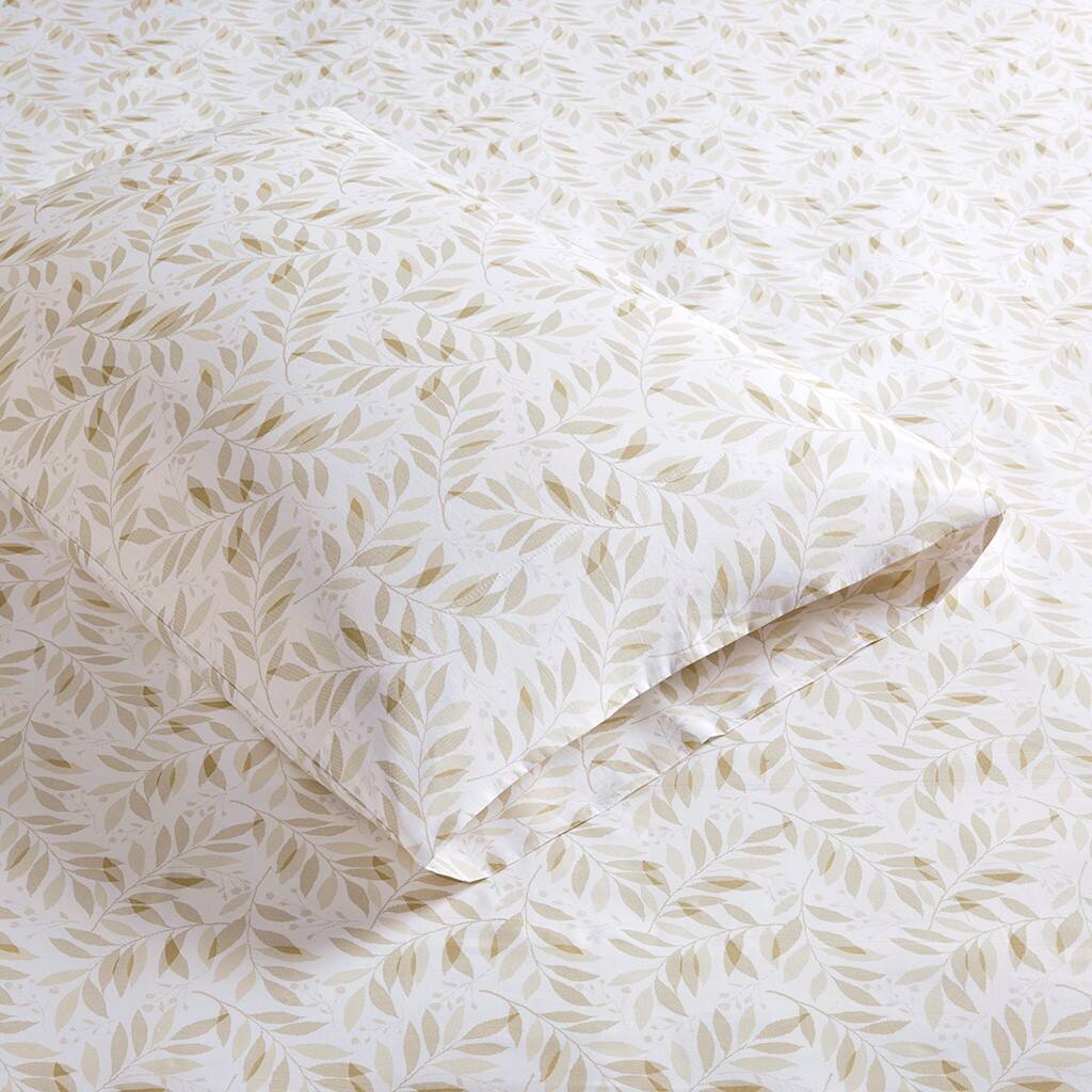 Gracie Mills Esme Breathable Printed Cotton Percale Sheet Set Tan ...