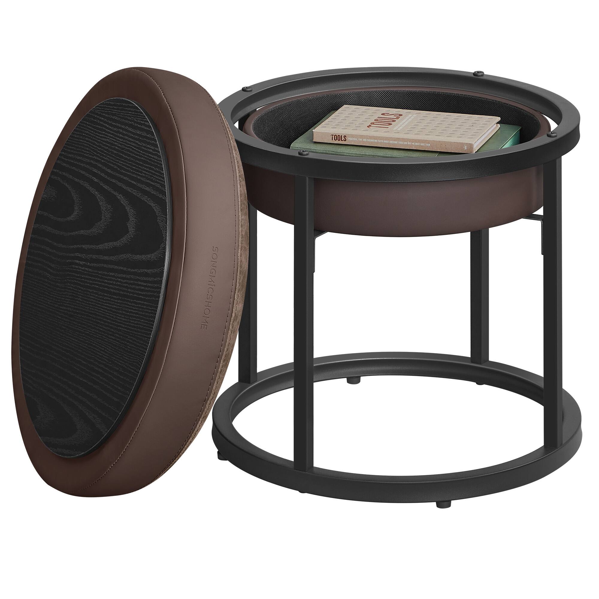 Songmics Home Ottoman Footstool, Round Ottoman, Vanity Chair Stool ...