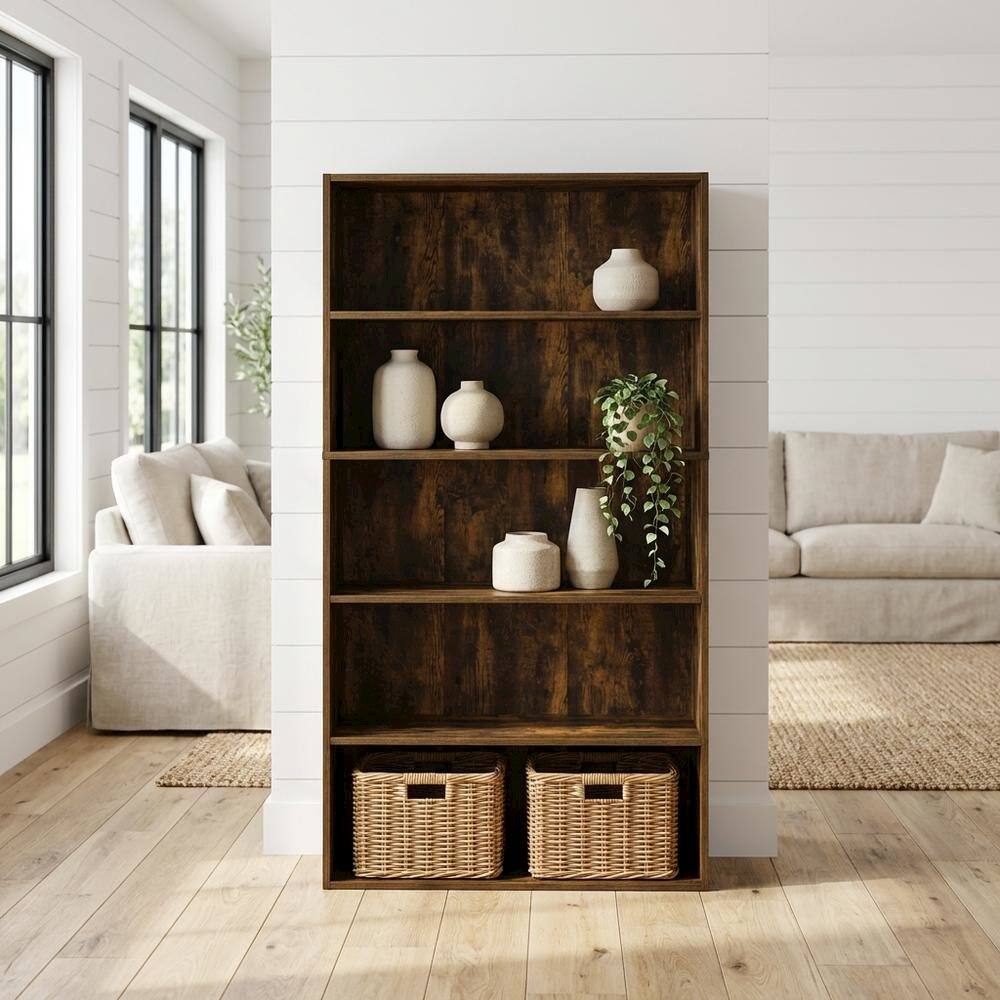 FurniFact 5 Tier Open Shelf Bookcase with Spacious Multi Level Storage ...
