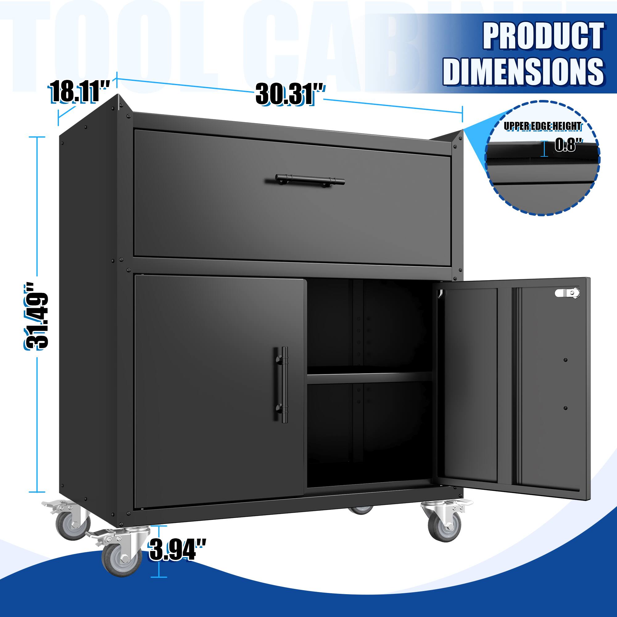 APRILSOUL 2 Door and 1 Drawer Tool Cabinets for Garage Lockable Garage ...