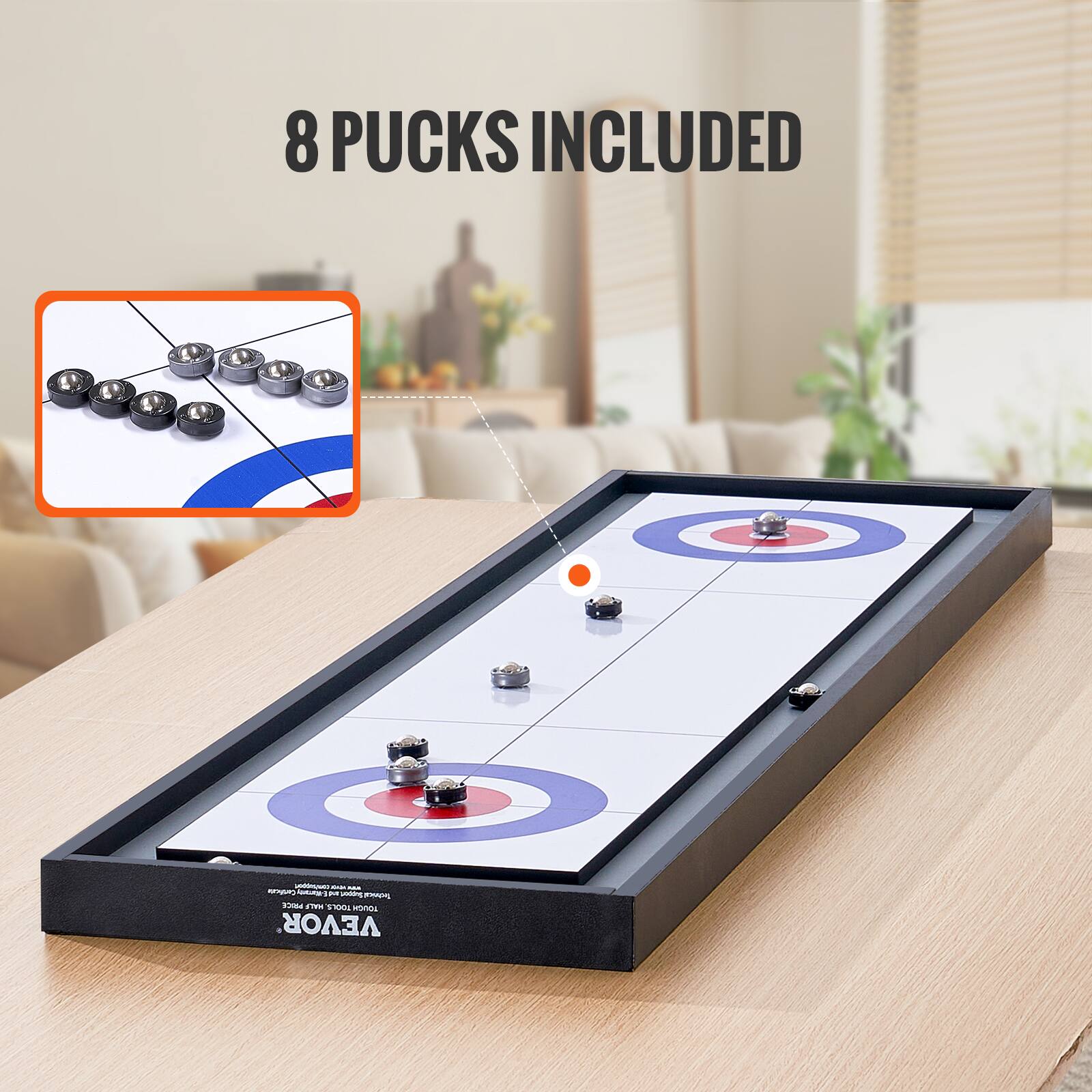 VEVOR Shuffleboard and Curling 2 in 1 Board Games, 45" Portable ...