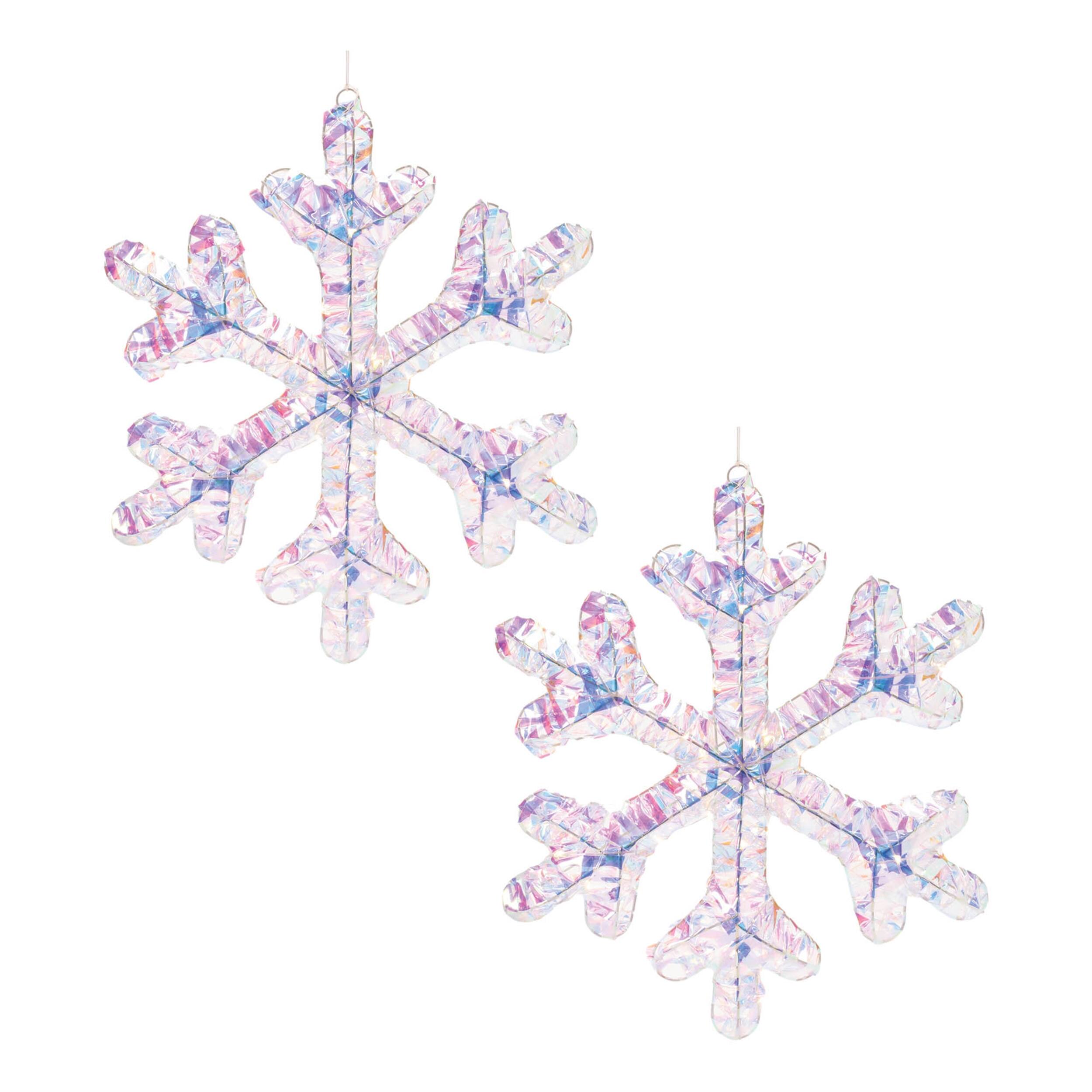 BreeBe Iridescent LED Hanging Snowflake (Set of 2) White, Blue, Pink ...