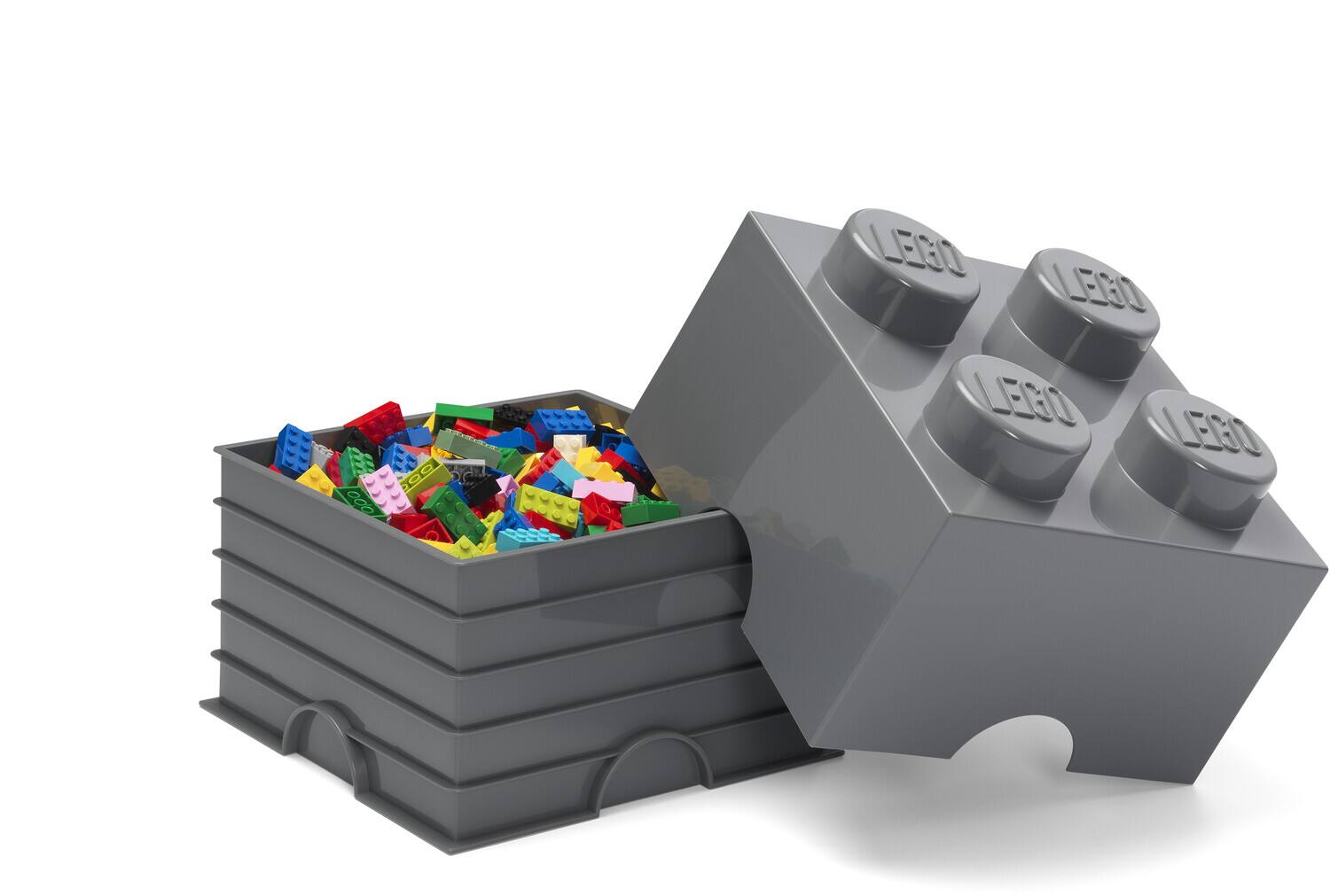 Room Copenhagen LEGO Stackable Storage Brick with 4 Knobs, Dark Grey ...