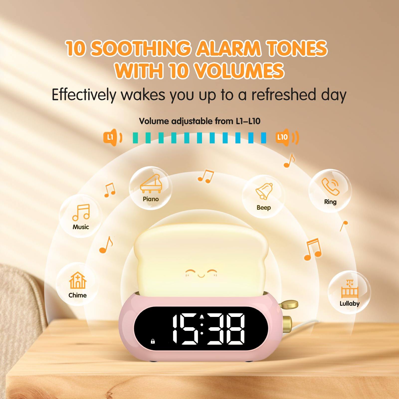 Dazzed Corner Cute Digital Clock, Kids Alarm Clocks with Night Light ...