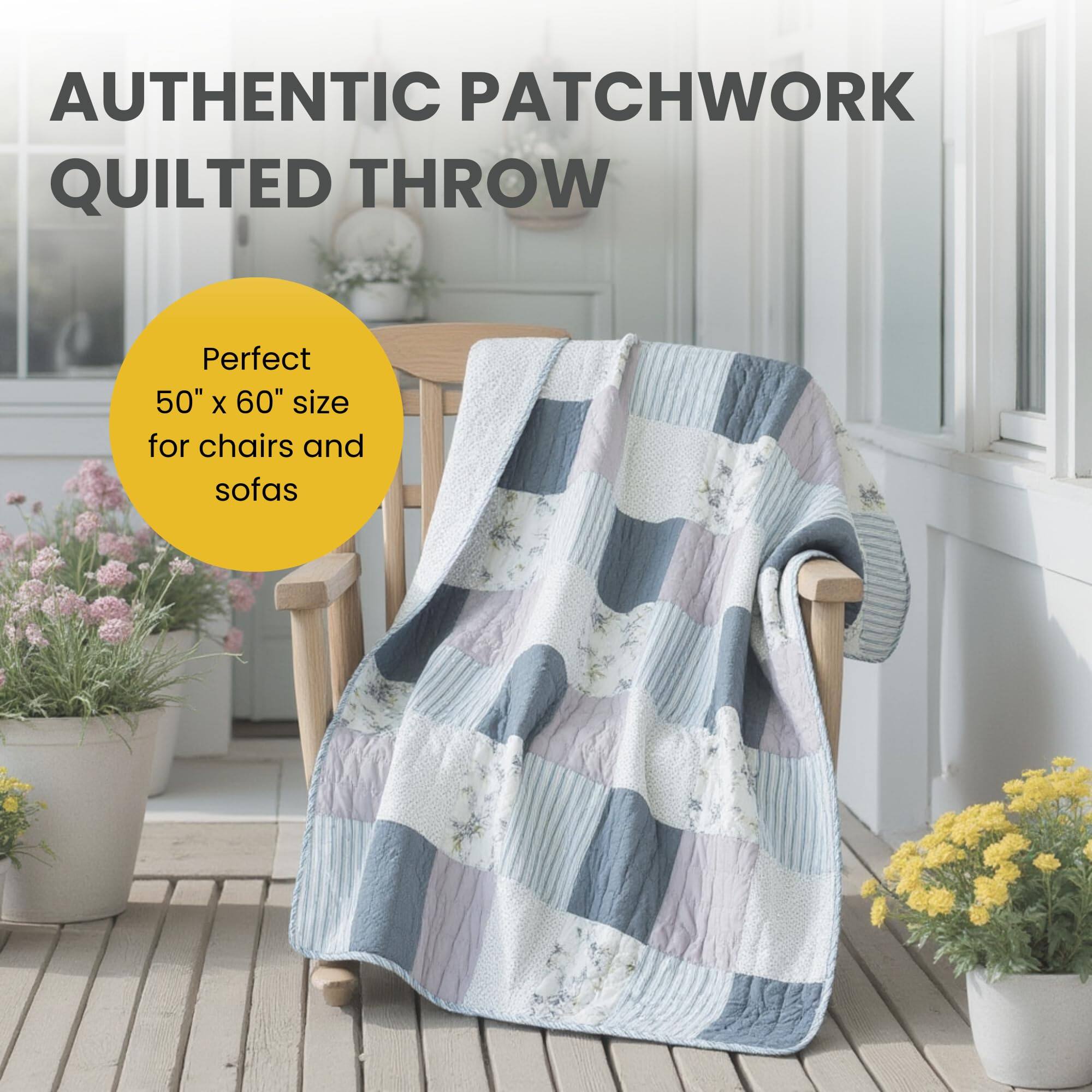 Paradigms Interiors Cotton Quilted Throw Blanket 50 X 60 Floral ...