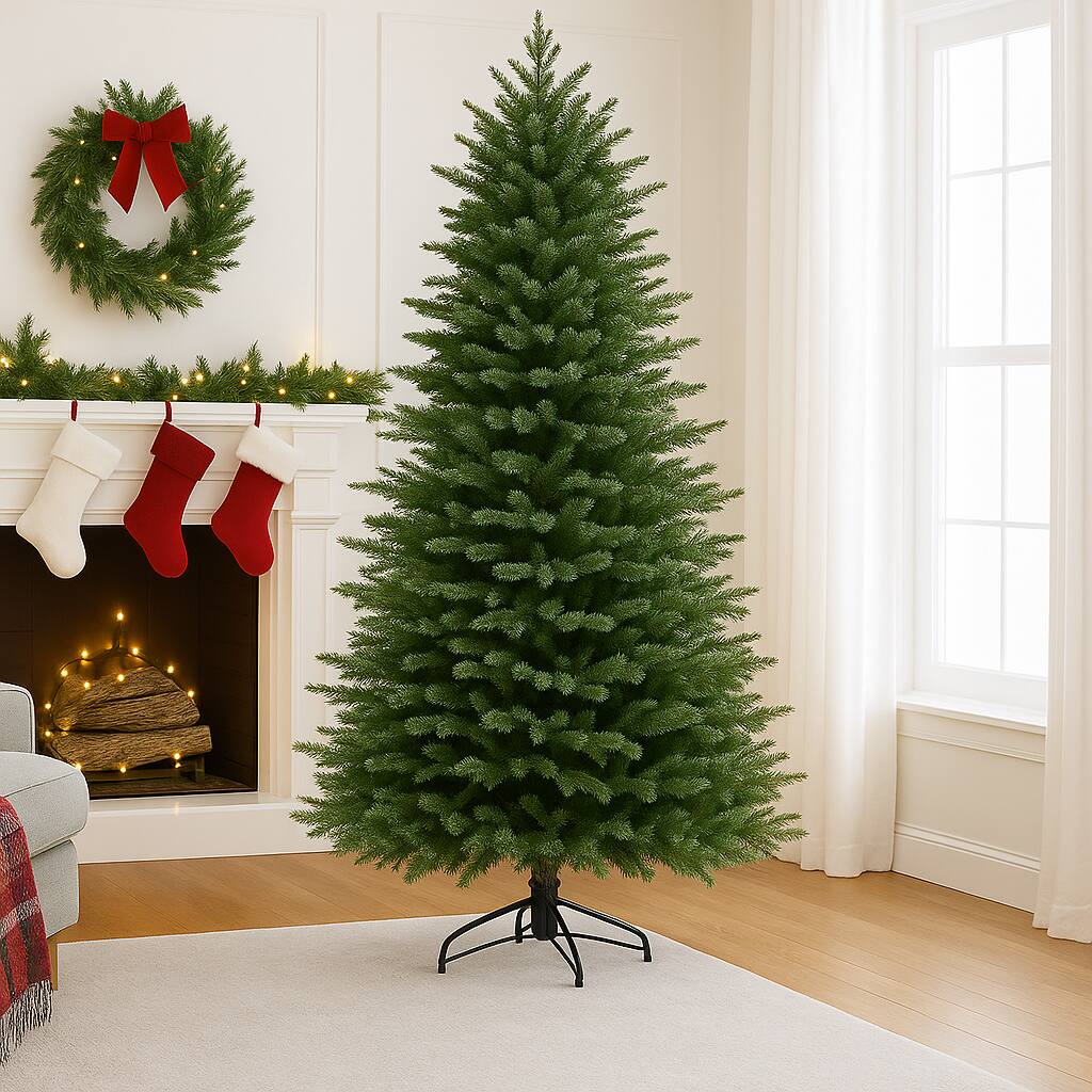 BreeBe Artificial Xmas Tree with 200/300/400 LEDs – Dense PVC, 5FT–7FT ...