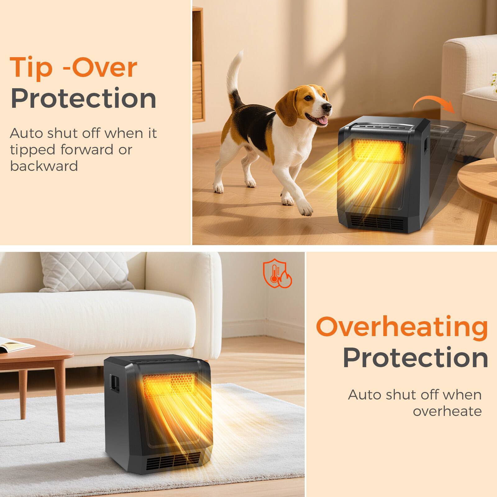 OSTBA 6 Element Infrared Cabinet Heater, 1500W Space Heater for Indoor ...