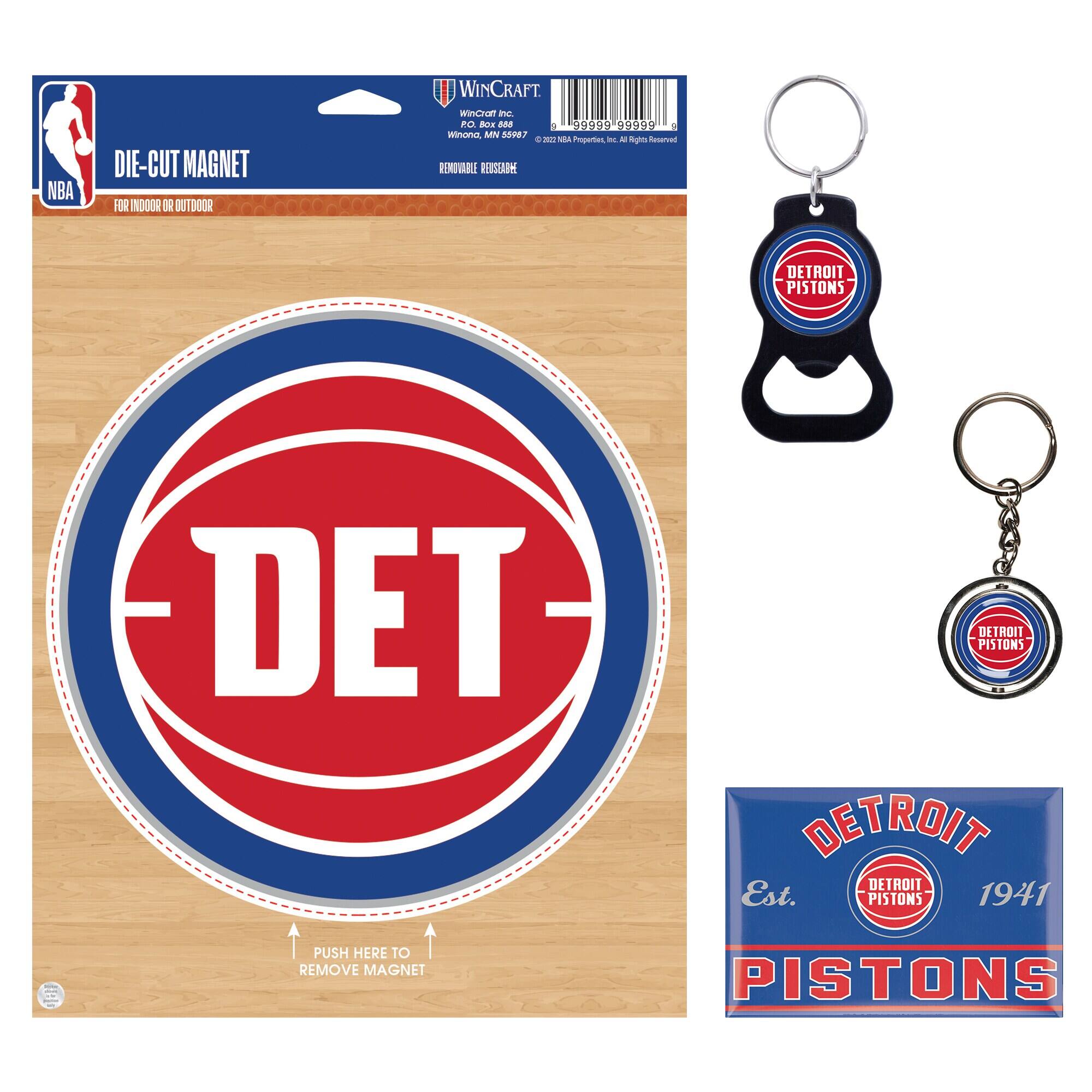 WinCraft Detroit Pistons 4 Pack Key Rings and Magnets Set Multicolor ...