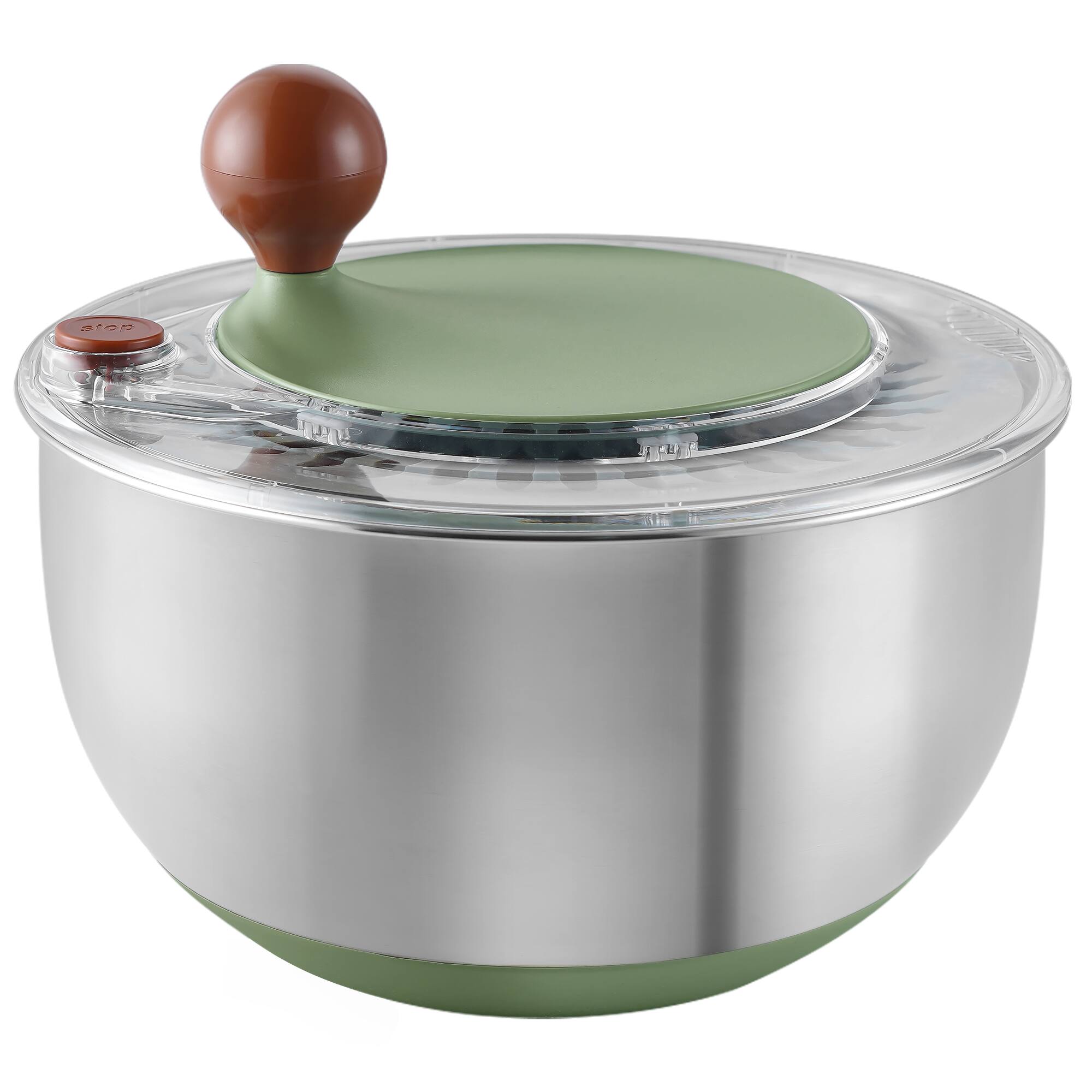 Malletson 4.8 Qt Lettuce Spinner with Non Slip Base, Drain, Stop Button ...